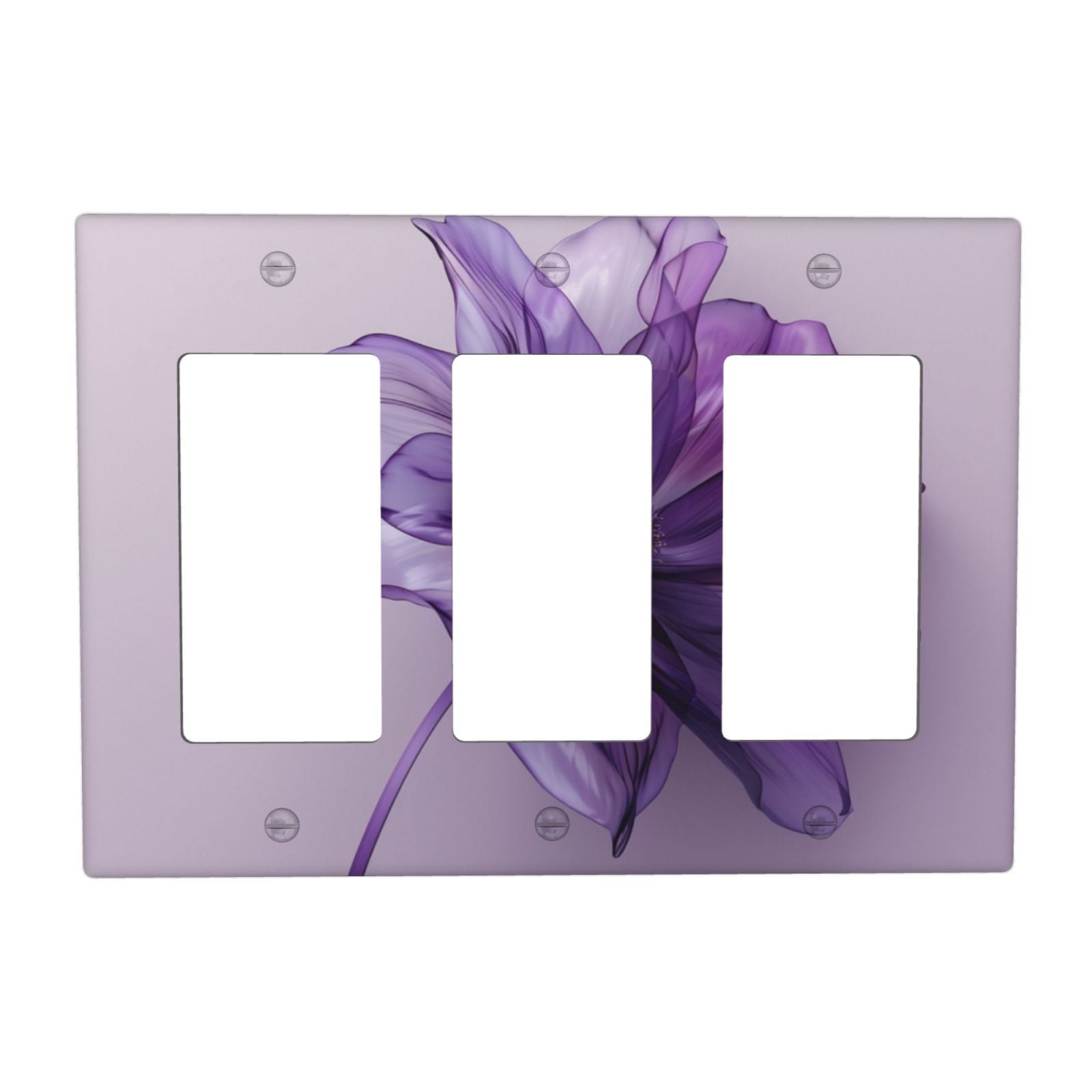 Purple Flower Switch Cover Decorative Wall Plate 3-Gang Standard Size ...