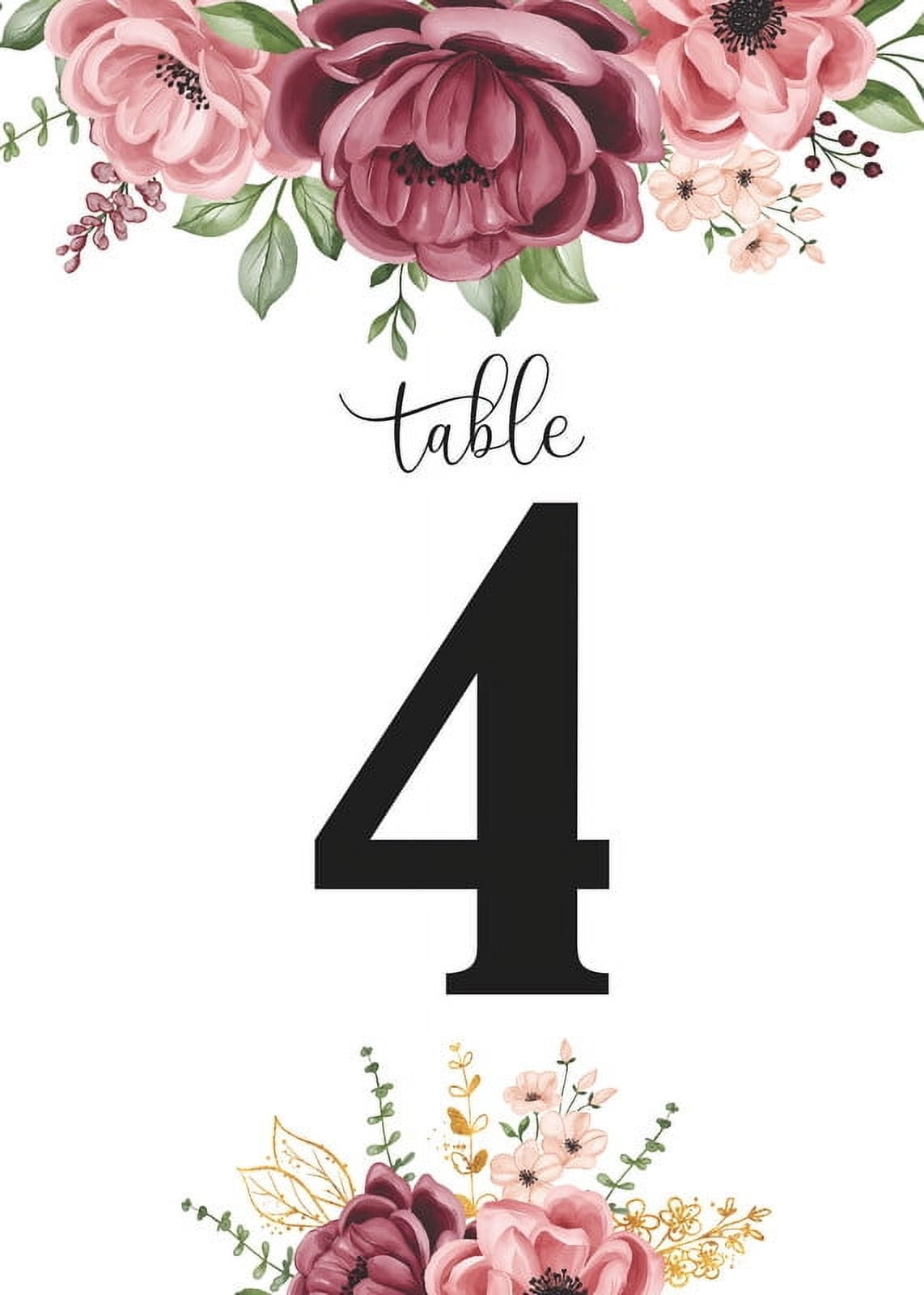 Purple Flower Table Cards Number 1-25 Double Sided For Wedding ...