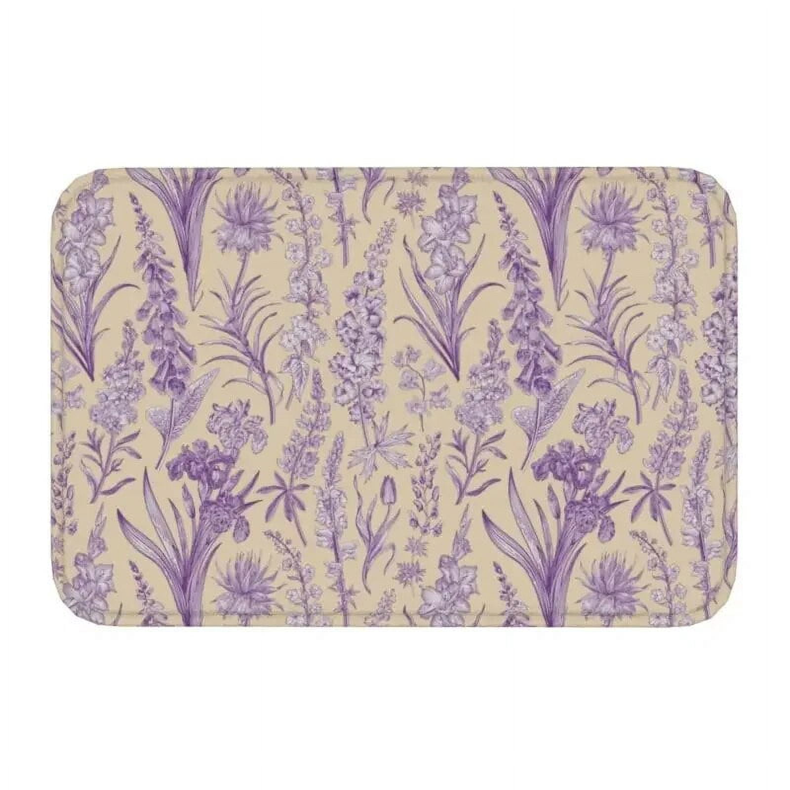 Purple Flower Toile De Jouy Floor Door Bath Kitchen Mats Outdoor Floral ...