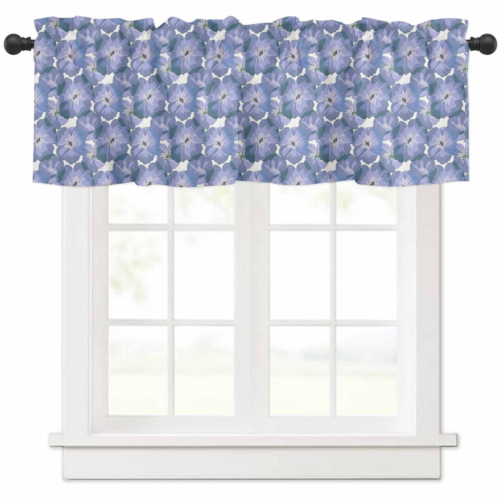 Purple Flower Valances for Windows Farmhouse Kitchen Curtains Valances ...