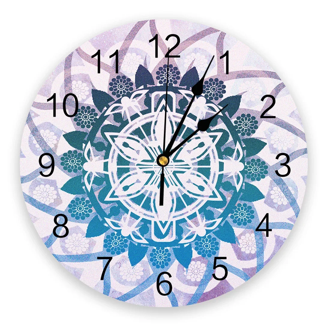 Purple Flower of Life Wall Clock Home Decor Bedroom Silent Oclock Watch ...