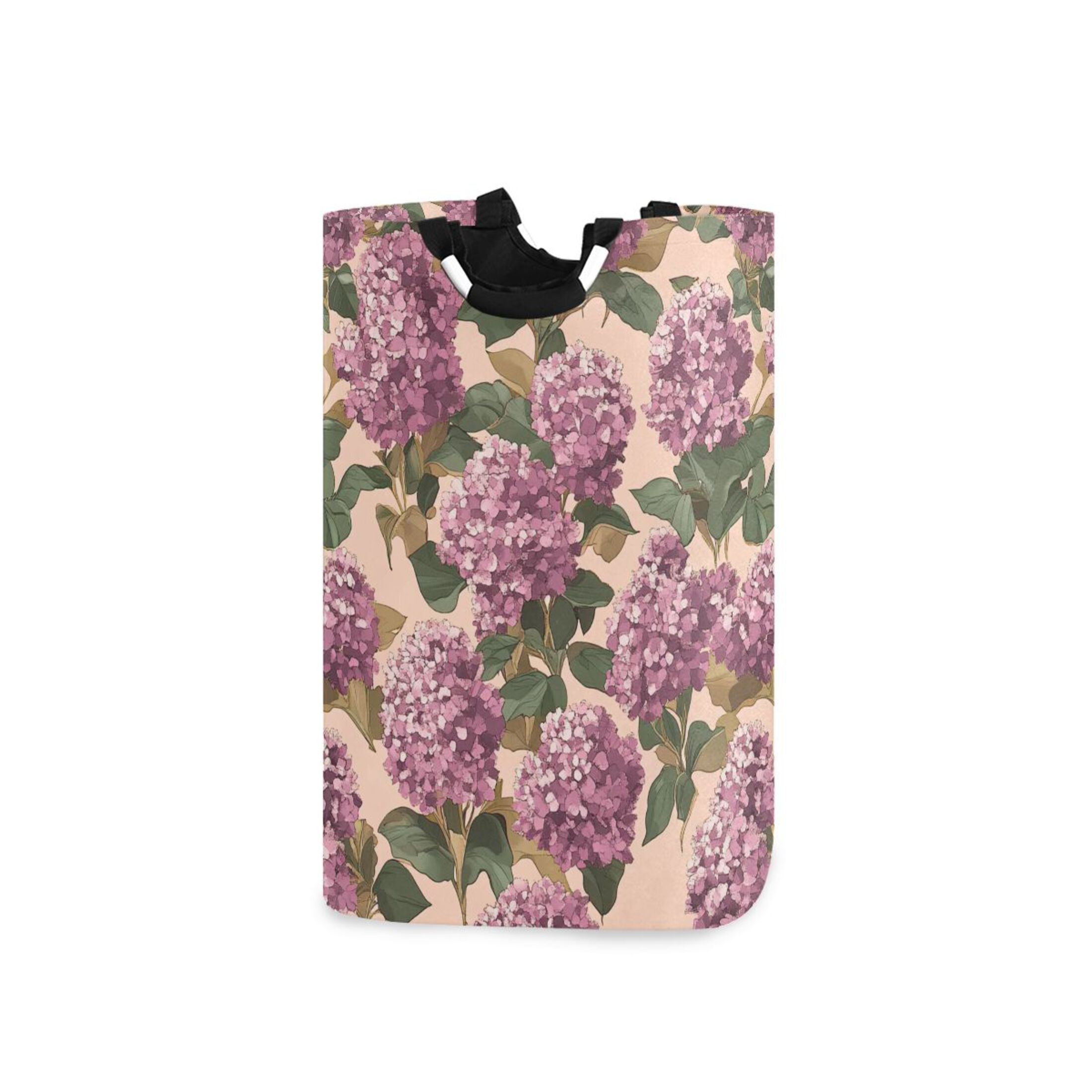 Purple Flower on Pink Laundry Basket with Handles 50L Collapsible ...