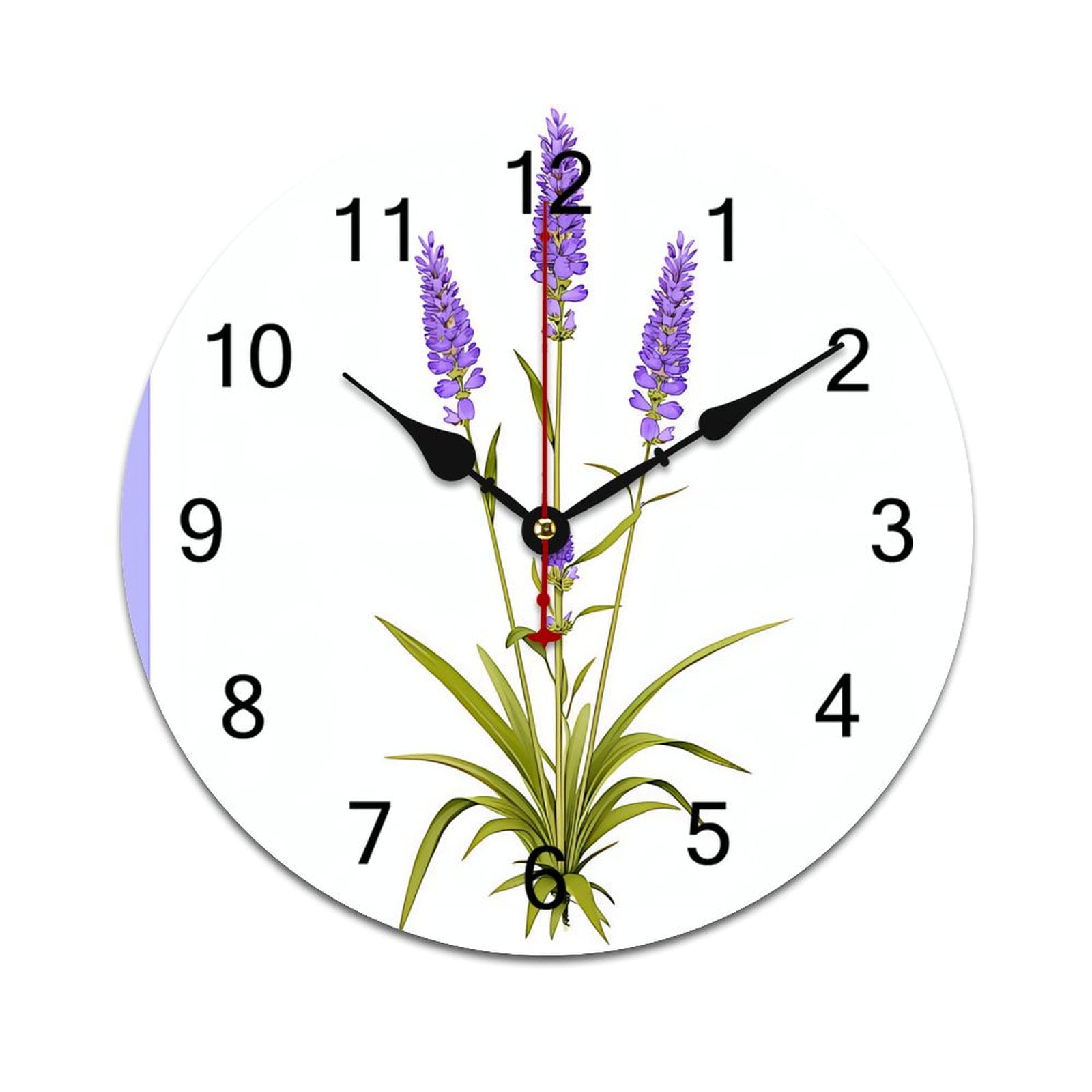 Purple Flowers And Leaves Word Saying Big Wall Clock Home Decor Art ...