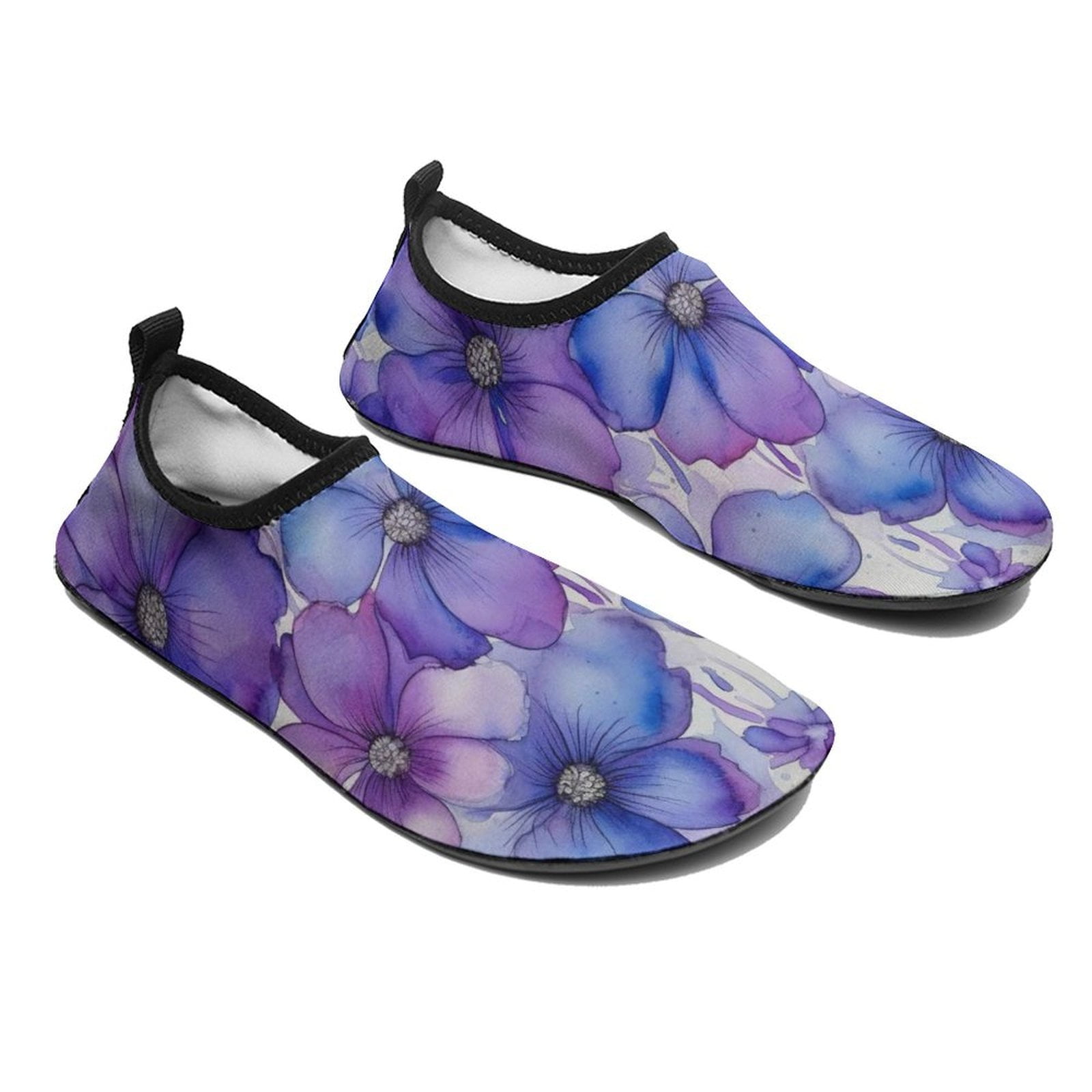 Purple Flowers Beautiful Water Shoes Beach Slip-on Shoes for Men Women ...