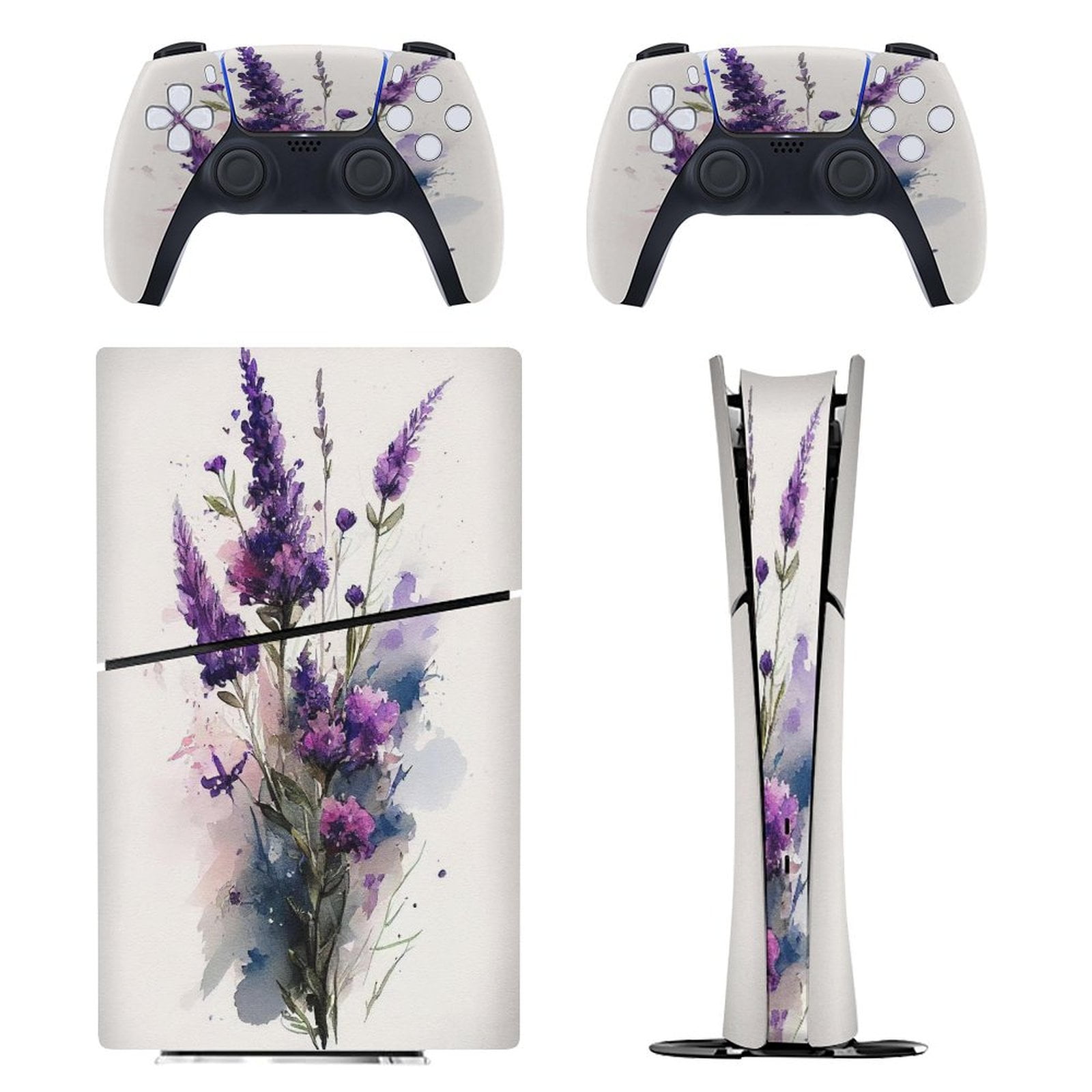 Purple Flowers PS5/PS5 Slim Digital Disc Skin Sticker For Console And ...