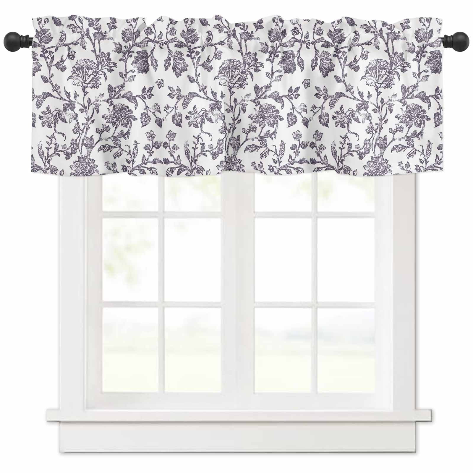 Purple Flowers Valances for Windows Farmhouse Kitchen Curtains Valances ...