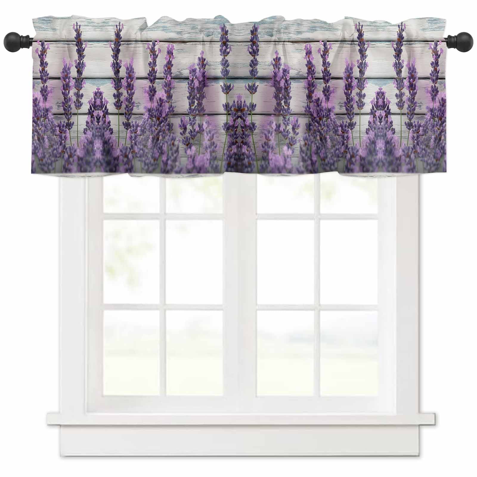 Purple Flowers Valances for Windows Farmhouse Kitchen Curtains Valances ...