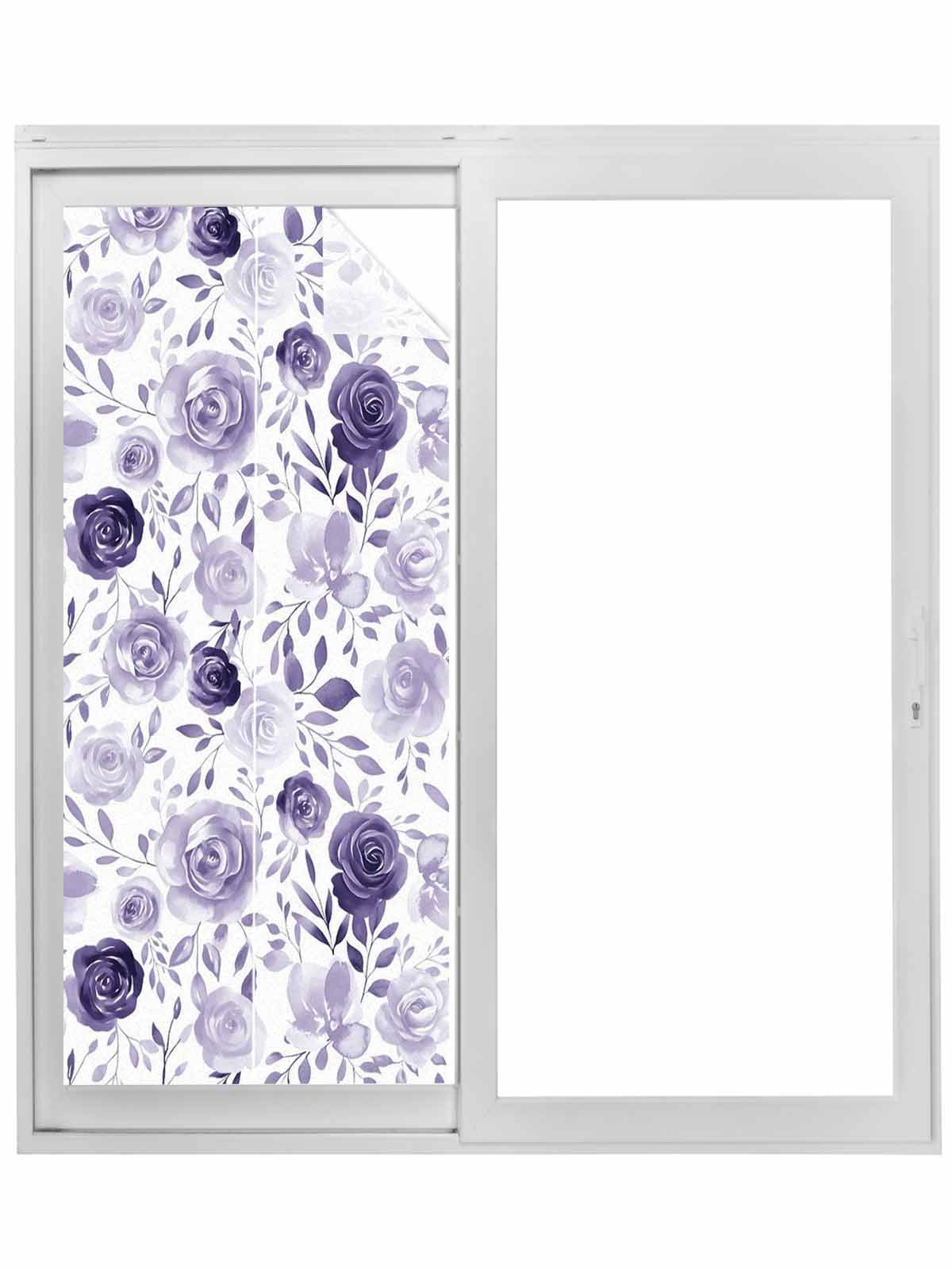 Purple Flowers Window Privacy Film Stained Glass Window Film Decorative ...