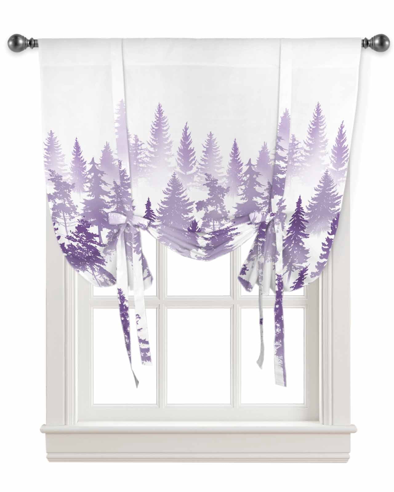 Purple Forest Tie Up Curtains for Kitchen Bathroom Bedroom Windows 45 ...