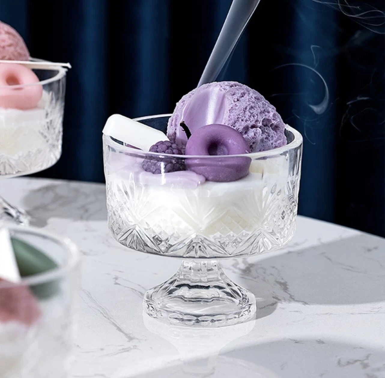Purple French Vanilla Toffee Ice Cream Glass Candle Paraffin Wax Gift ...