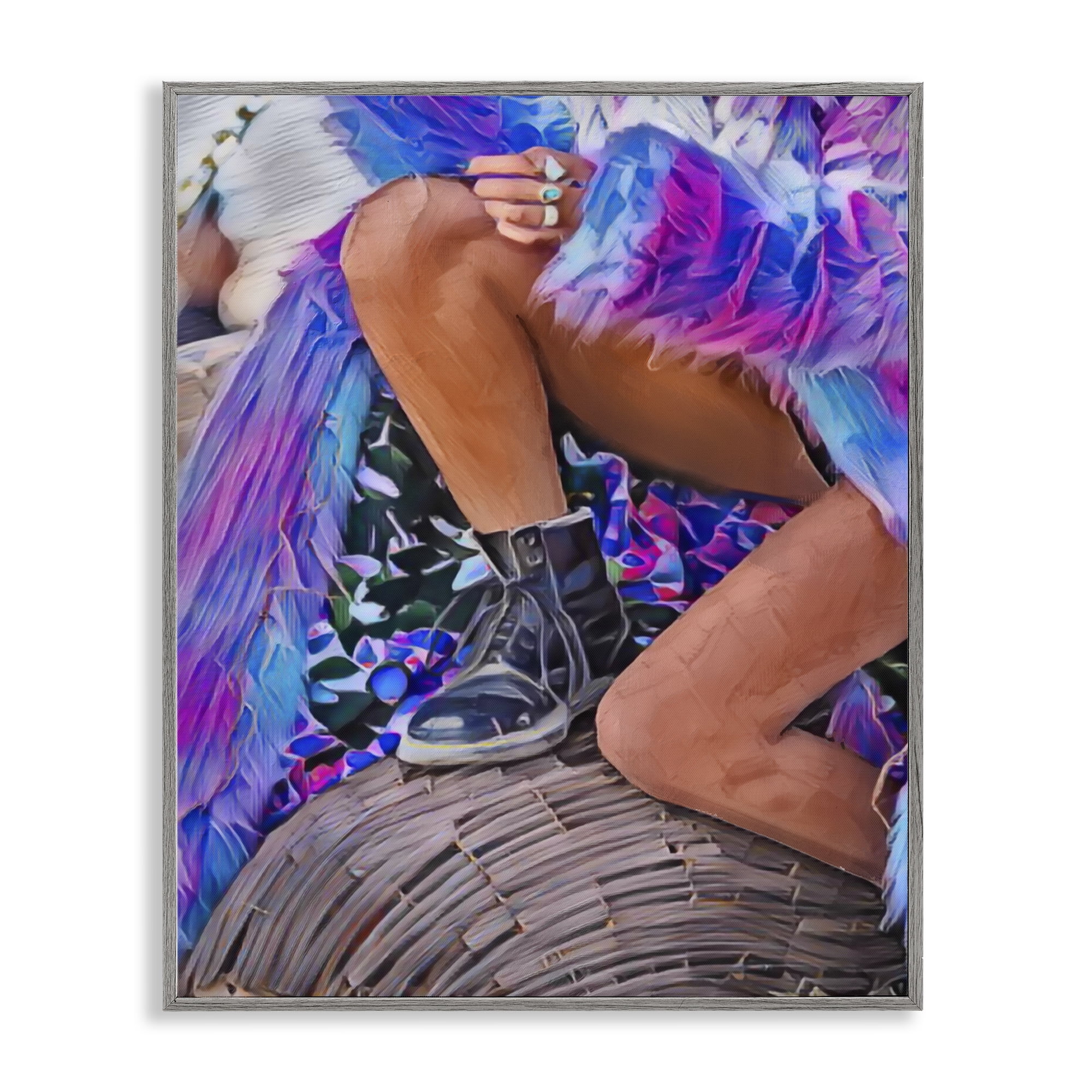 Purple Fur & Boots Gray Framed Giclee Art, design by Jesse Keith ...