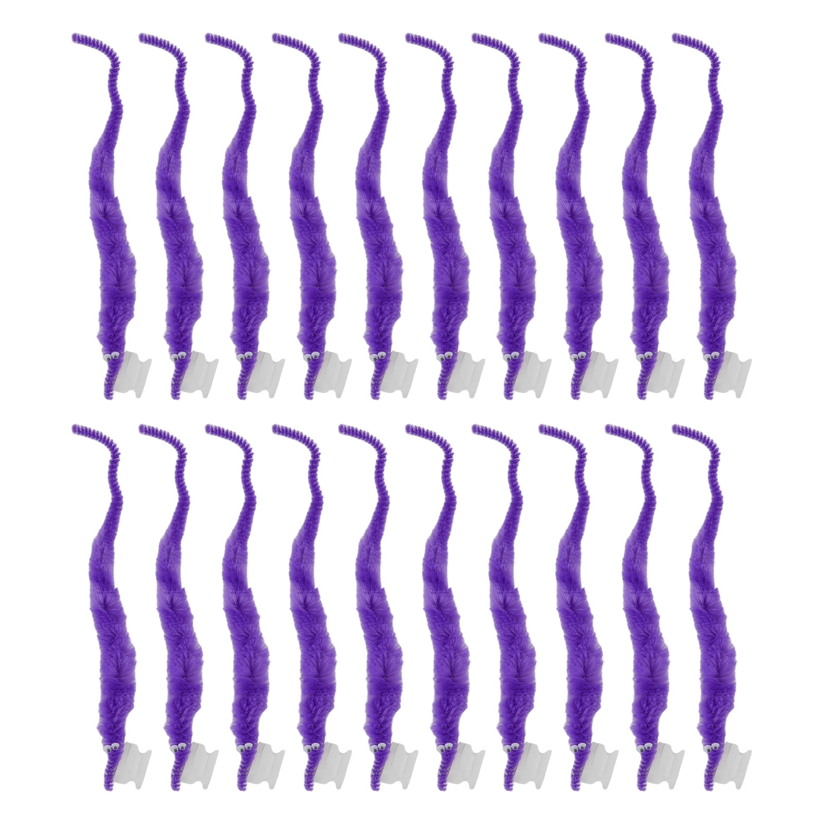 Purple Furry Worms, 20 Pcs Soft Touch Plush Material, Cute DIY Compact ...