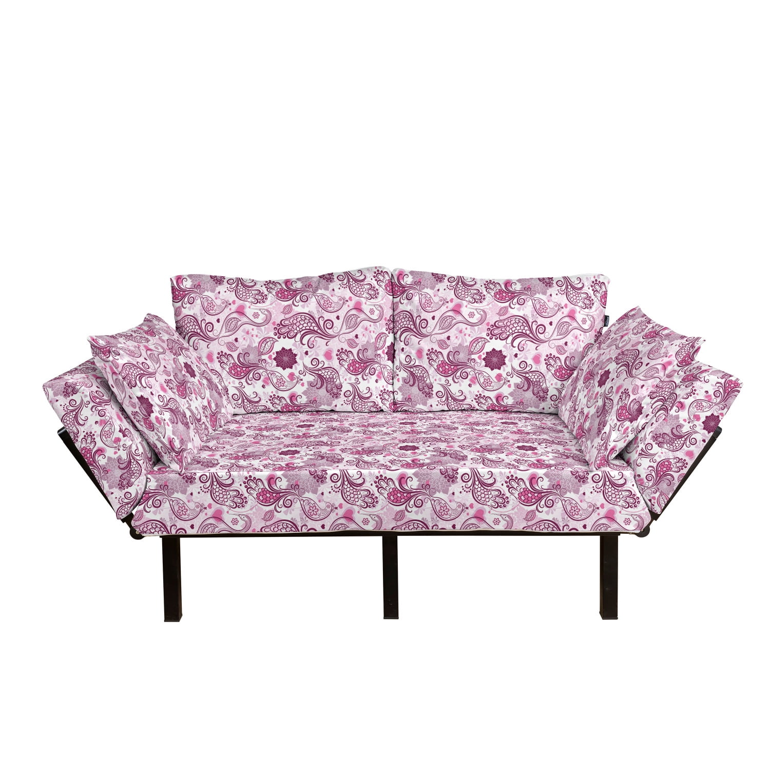 Purple Futon Couch, Scales Swirls and Hearts in Romantic Depiction of ...