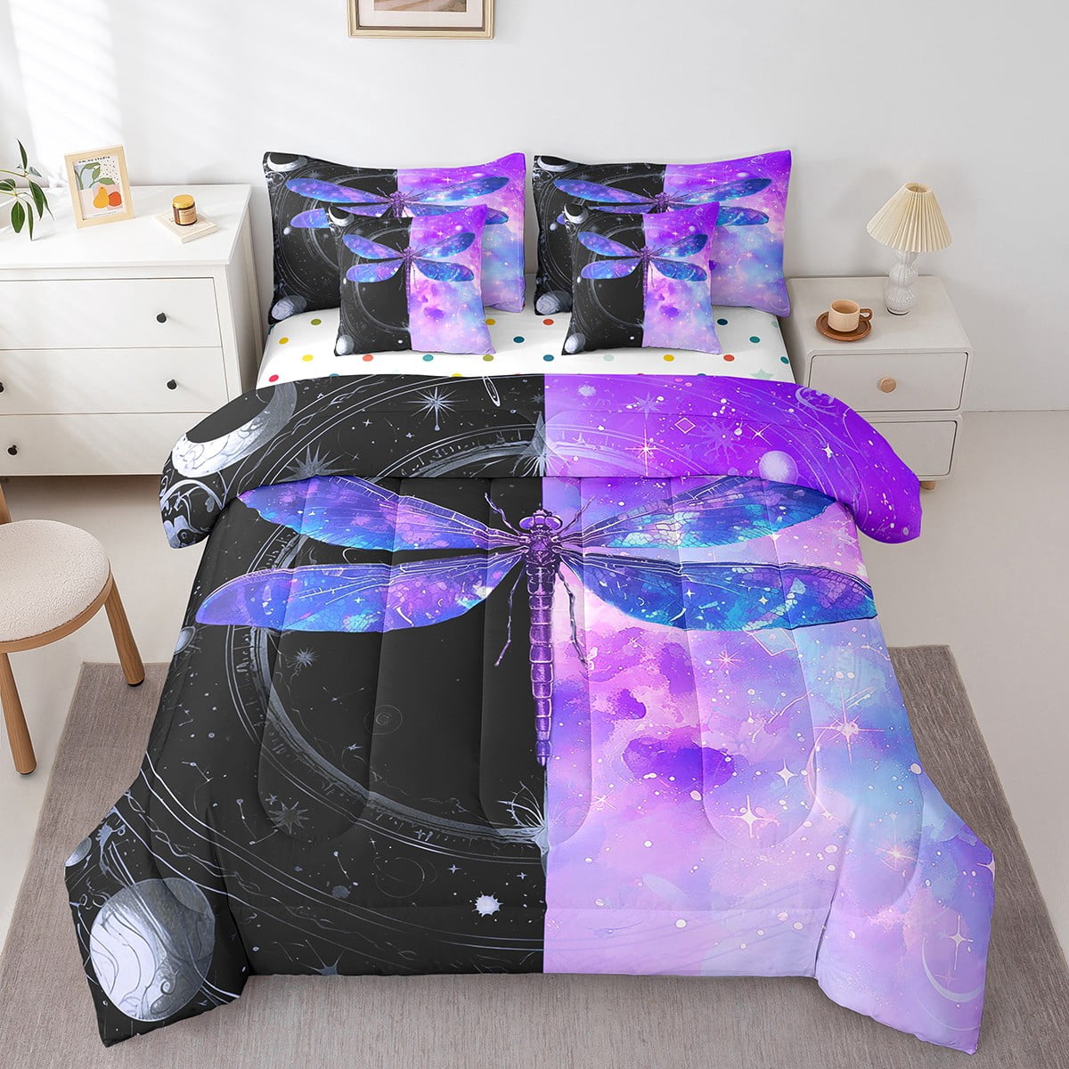 Purple Galaxy Comforter Set 7 Piece Bed In A Bag Twin Dragonfly Bedding purple-galaxy-comforter-set-7-piece-bed-in-a-bag-twin-dragonfly-bedding