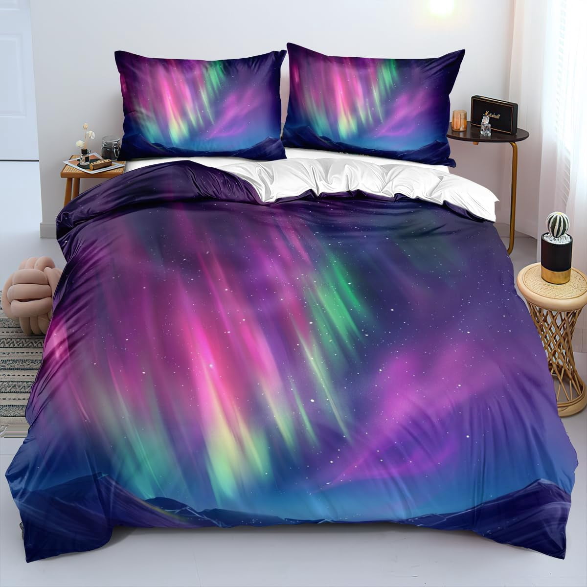 Purple Galaxy Duvet Cover Mystic Grandient Comforter Cover Stripes Sky ...