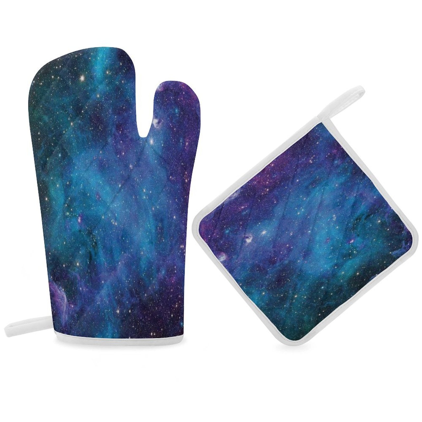 Purple Galaxy Oven Gloves And Pots Stand Set Oven Gloves And Pot Racks ...