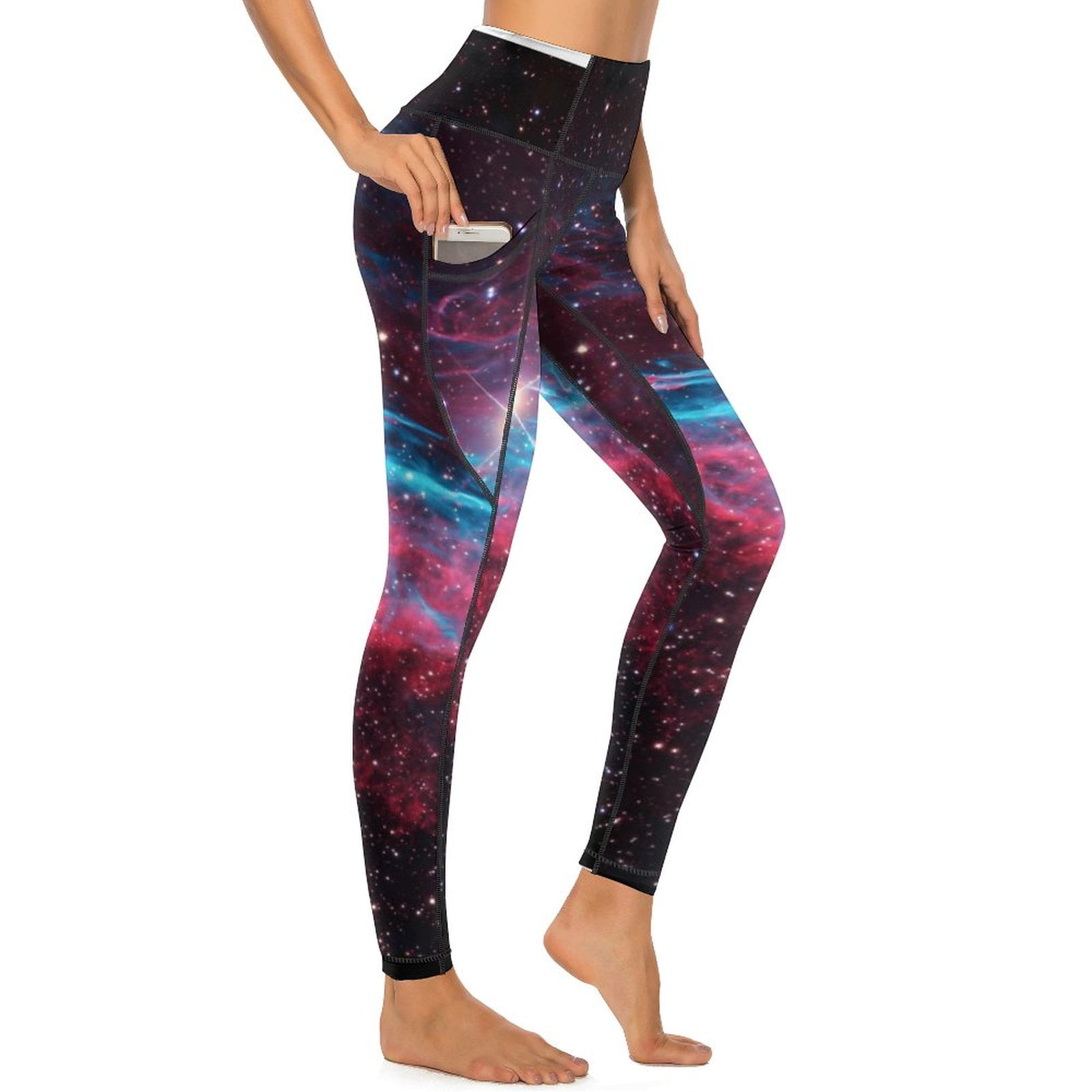 Purple Galaxy Print Leggings Sexy Outer Space High Waist Yoga Pants ...
