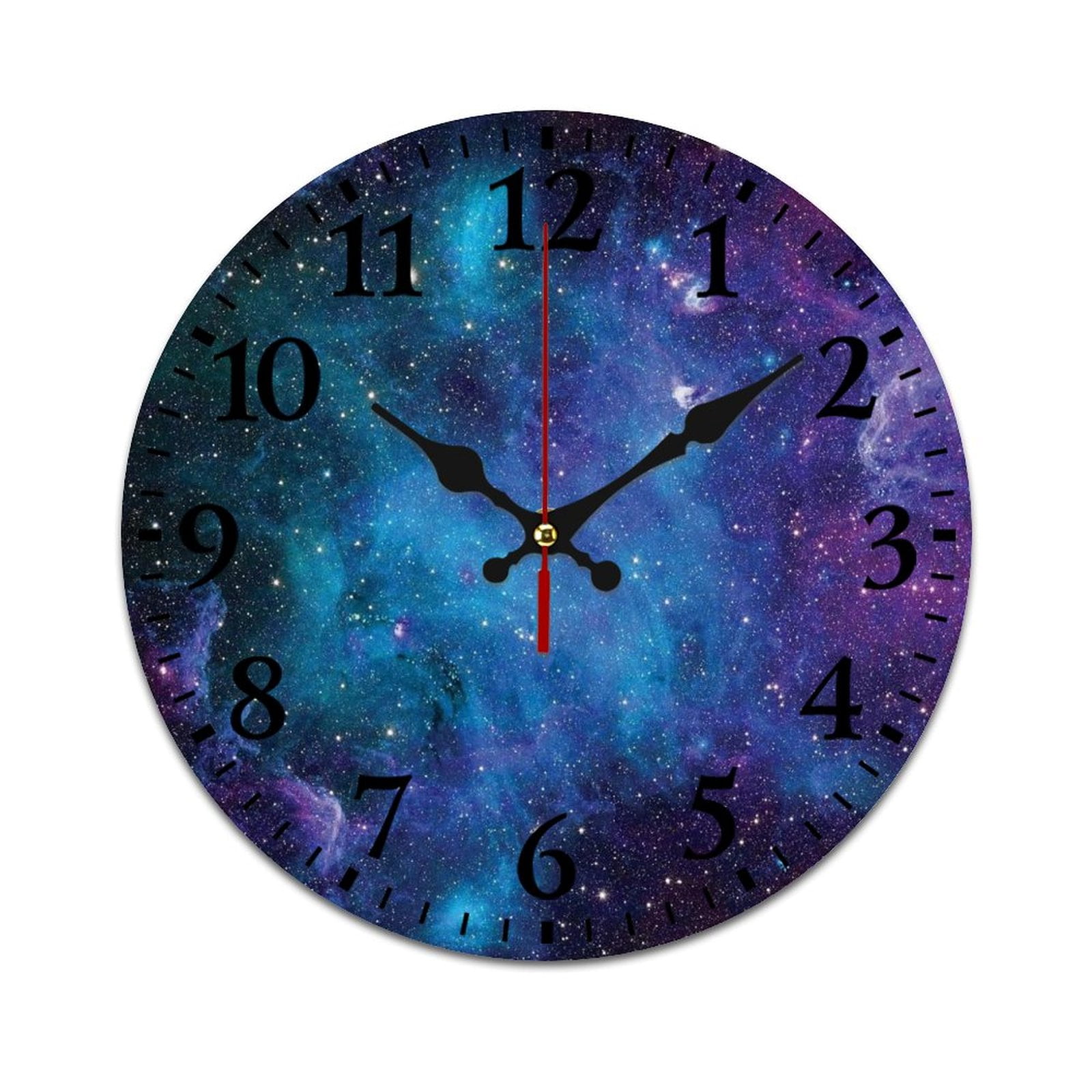 Purple Galaxy Wall Clock Modern Design Clocks Wall Hanging Home Office ...