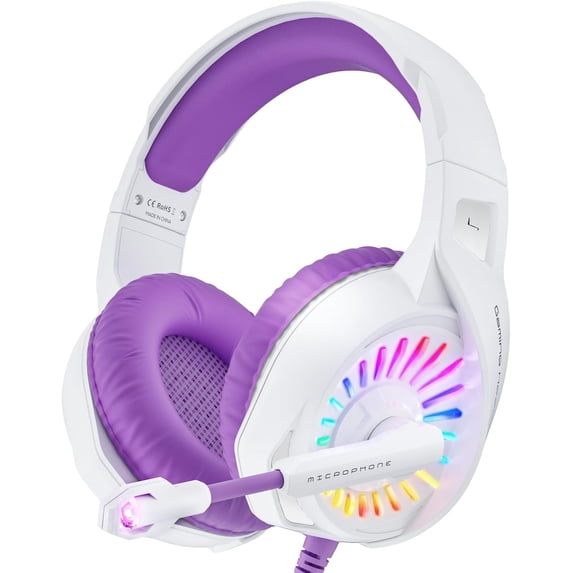 Purple Gaming Headset with Microphone, Compatible with PS5 One count ...