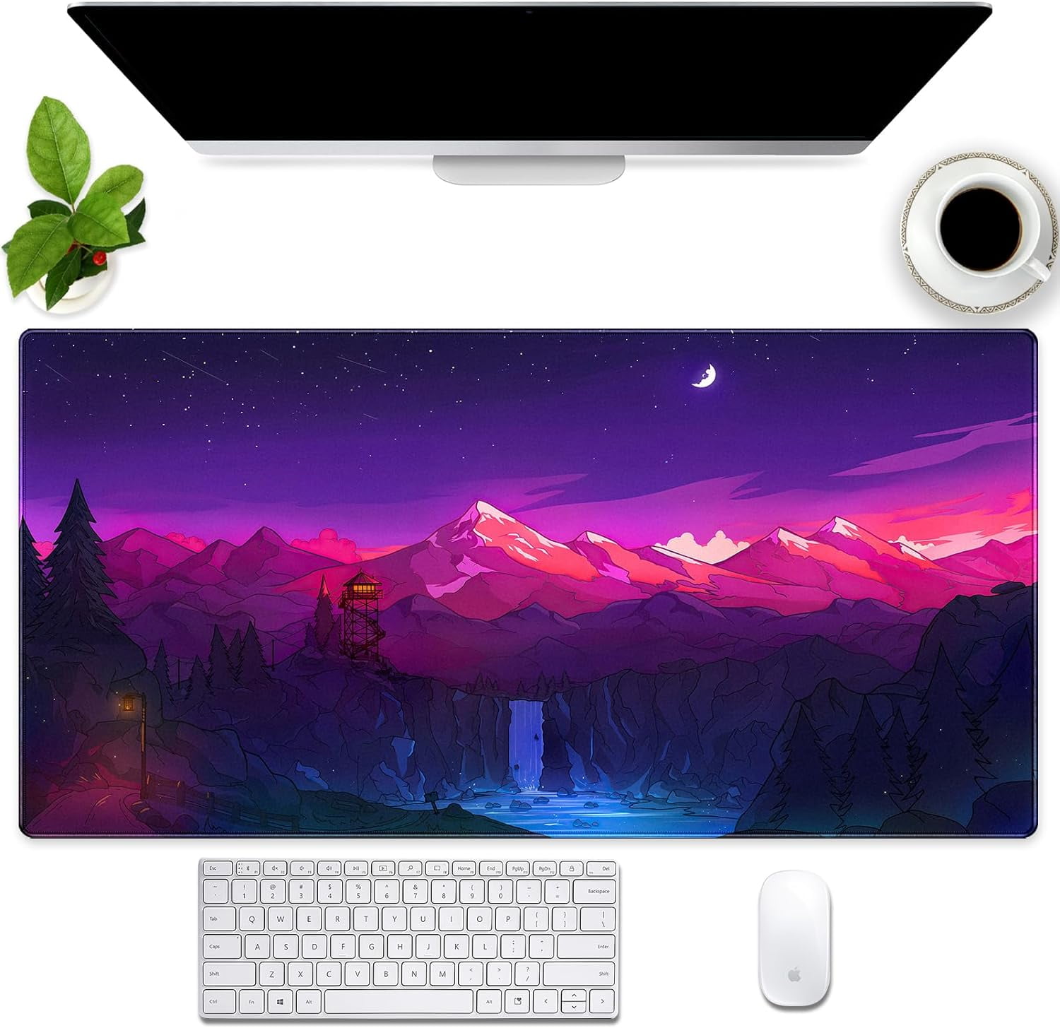 Purple Gaming Mousepad Japanese Desk Mat XXL Anime Moon Large Mouse Pad ...