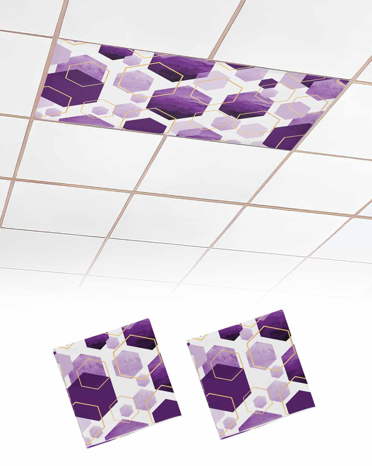 Purple Geometric Fluorescent Light Covers for Ceiling Lights 4x2 feet,2 ...