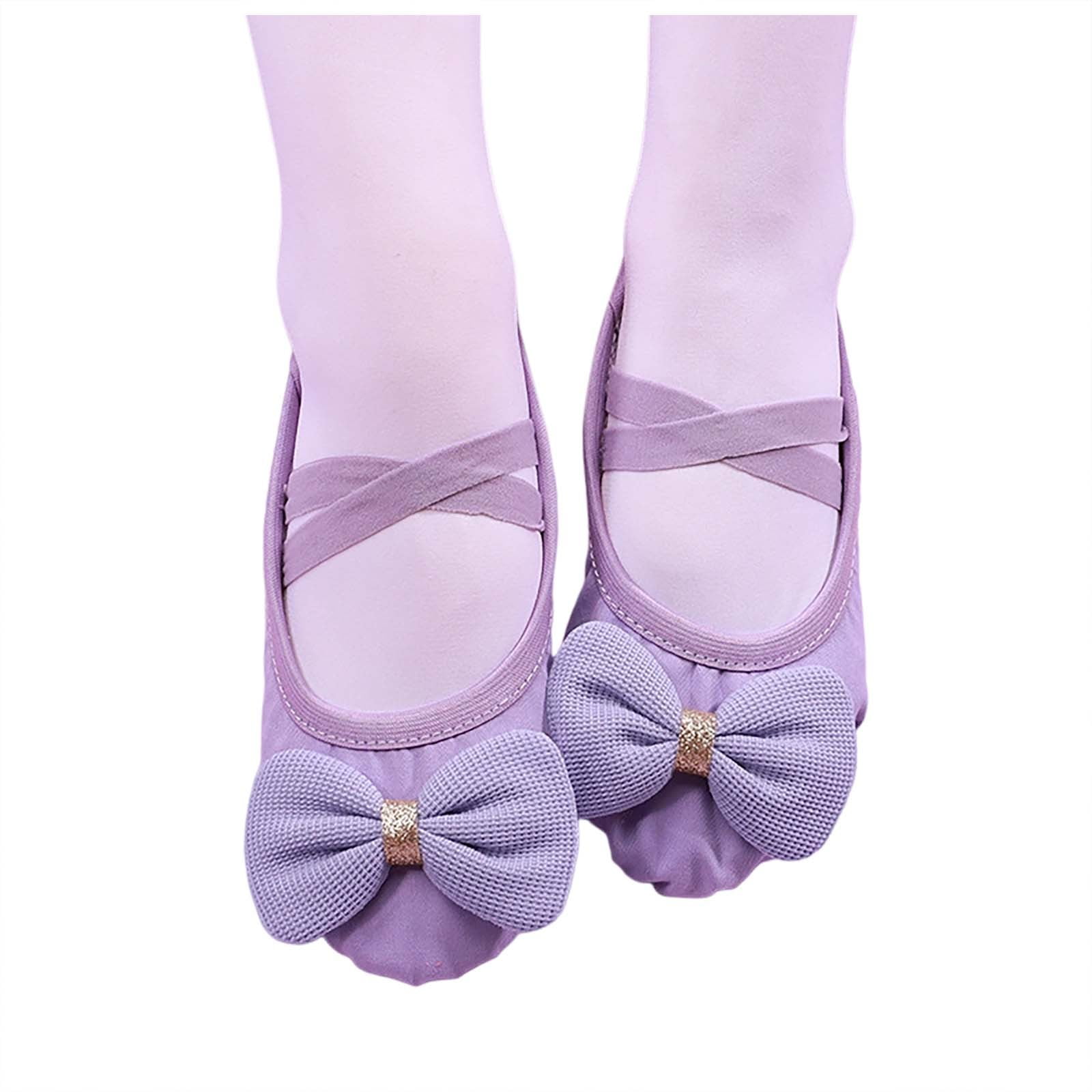 Purple Girls Bow Exercise Footwear With Flexible Sole For Ballet ...