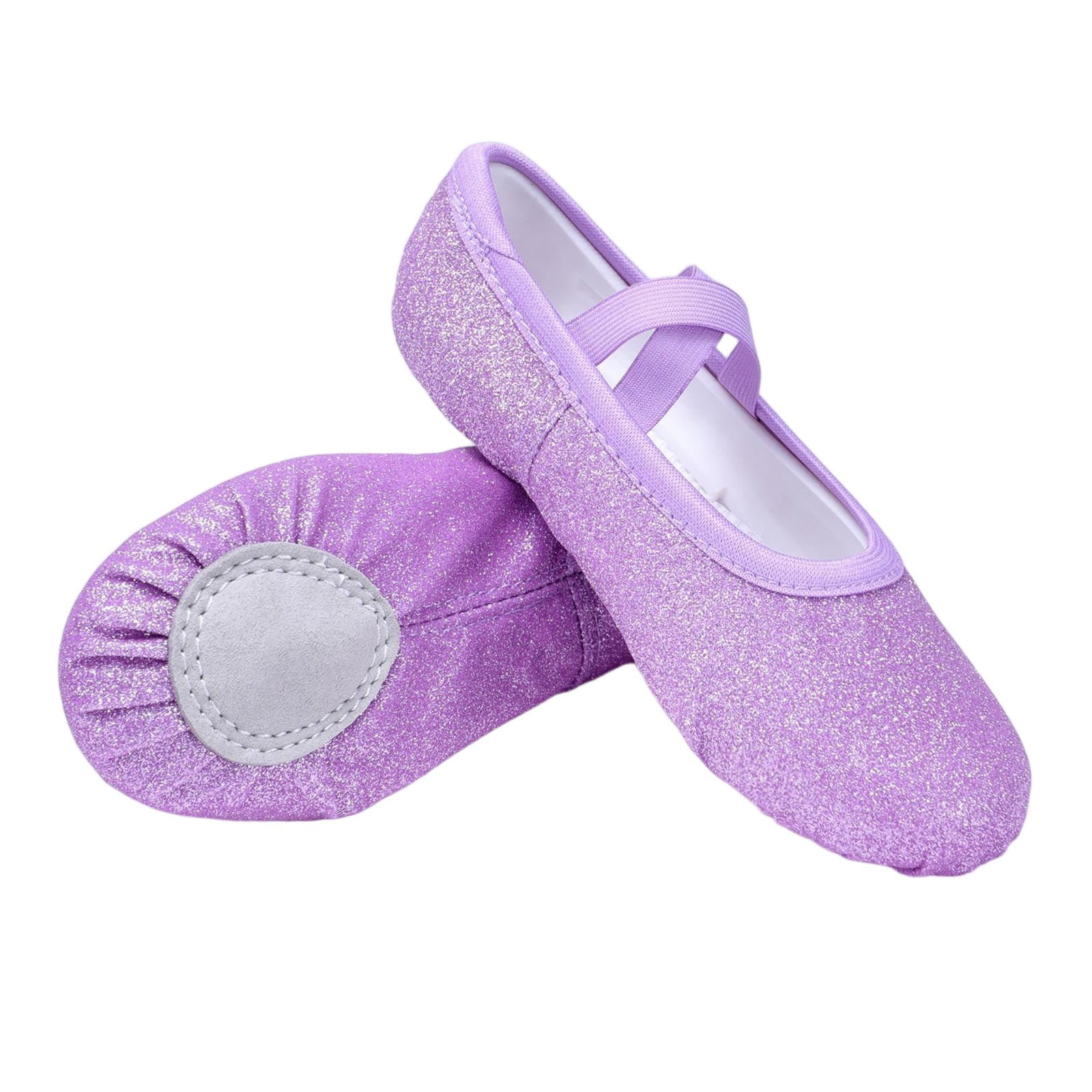Purple Girls Elastic Lace Dance Shoes With Flexible Soles For Big Kids ...