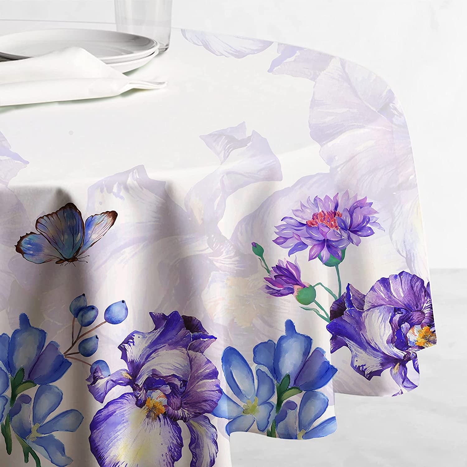 Waykingo Floral Butterfly Tablecloth 60” x 60” Elegant Spring Summer ...