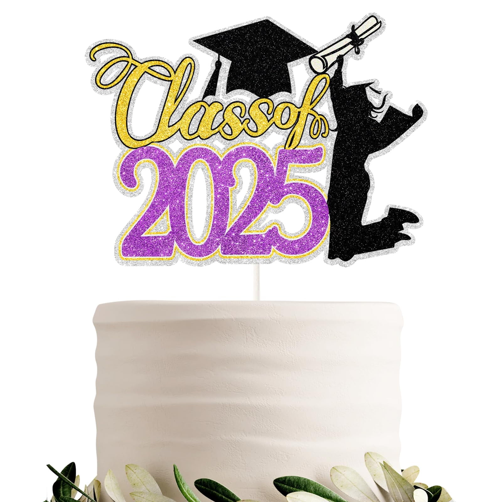 Purple Glitter Class of 2025 Cake RST1 Topper 2025 Graduation Cap ...