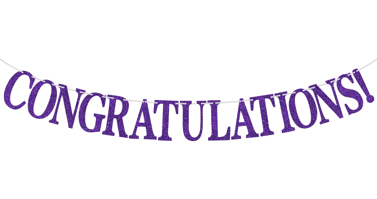 Purple Glitter Congratulations Banner, Congrats Grad/Class AIS1 of 2025 ...