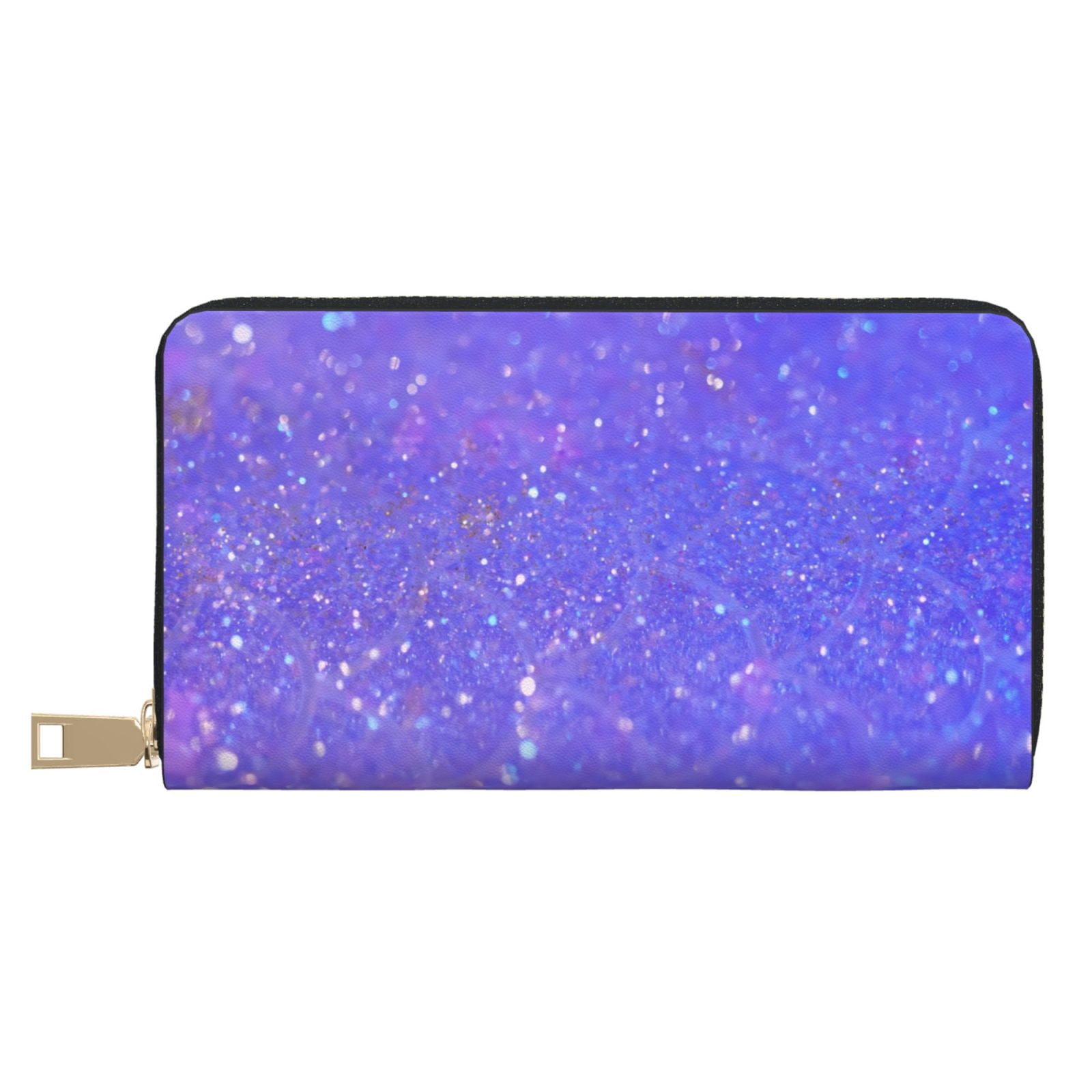 Purple Glitter Wallet Women, Leather Bifold Multi Card Wallet, Women's ...
