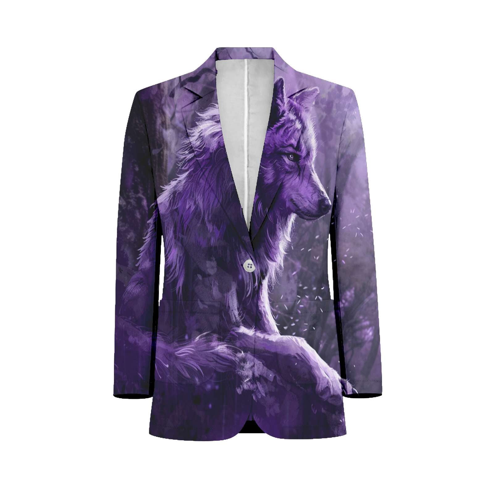 Purple Glowing Wolf Customized Men's Suits full man Shawl Collar ...