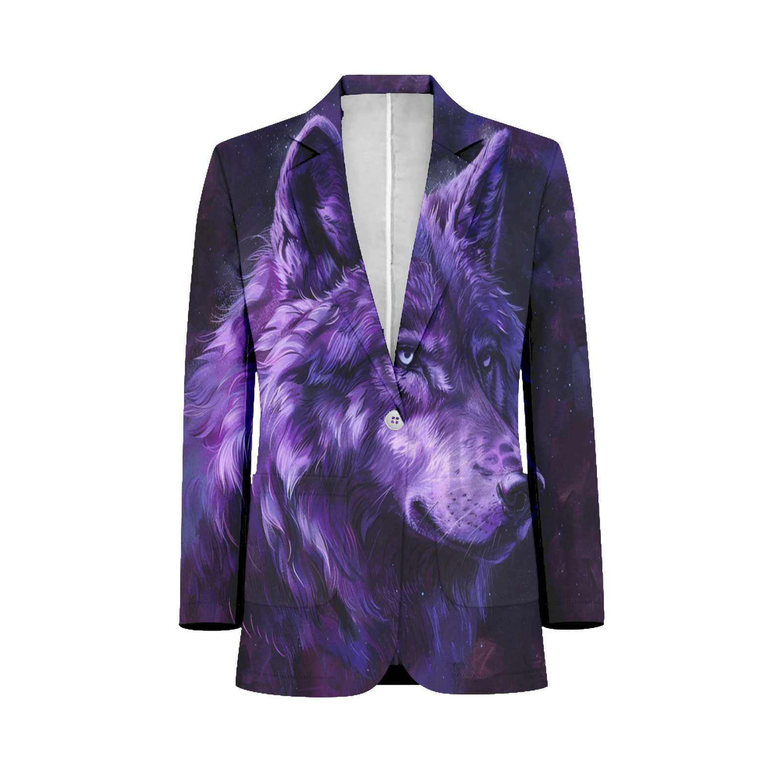 Purple Glowing Wolf Customized Men's Suits full man Shawl Collar ...