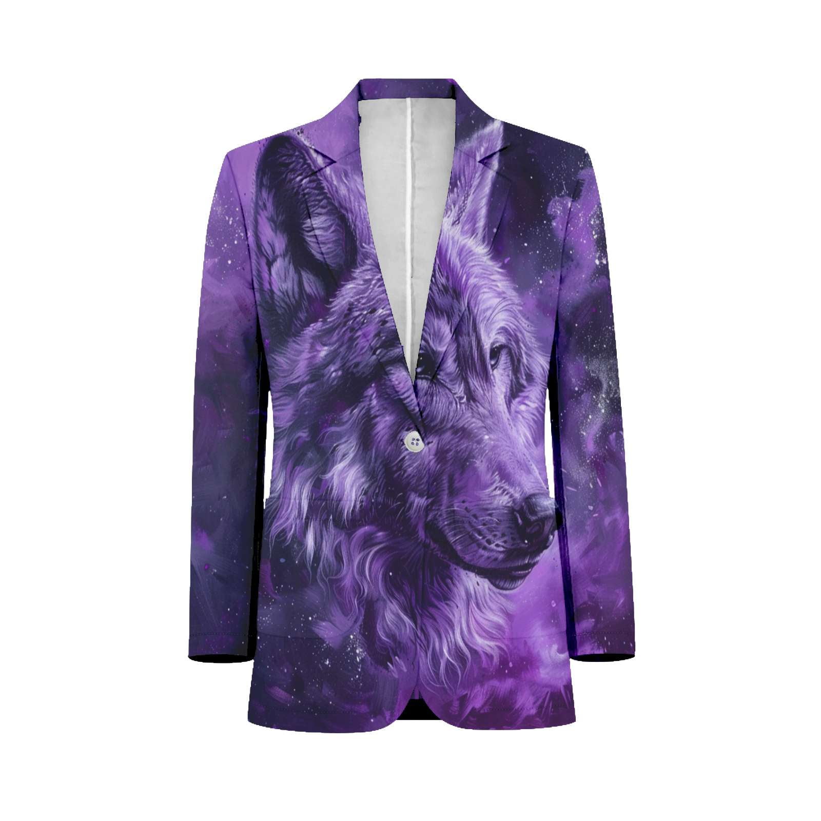 Purple Glowing Wolf Customized Men's Suits full man Shawl Collar ...