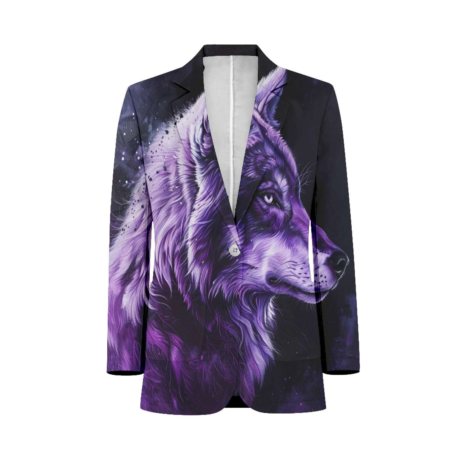 Purple Glowing Wolf Customized Men's Suits full man Shawl Collar ...