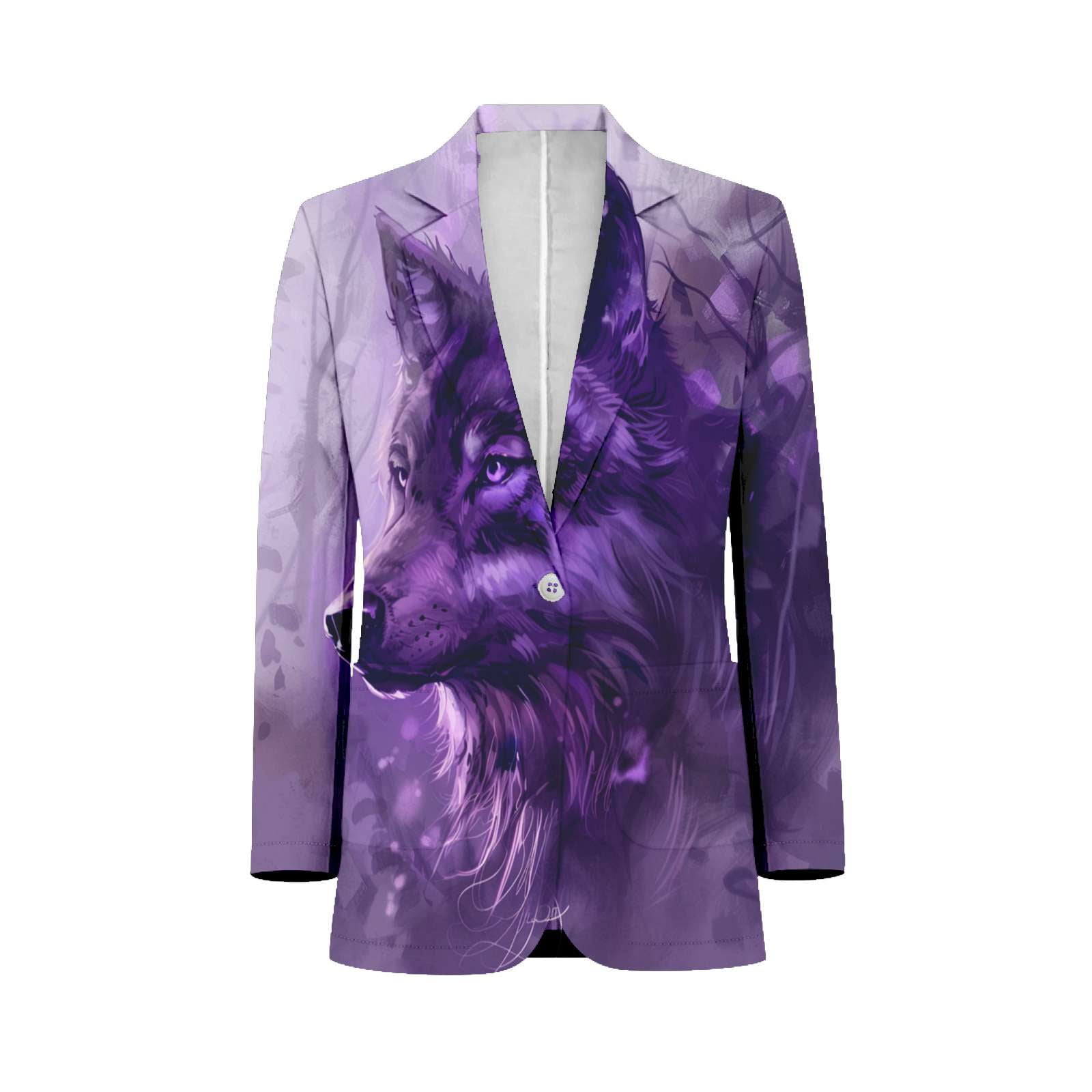 Purple Glowing Wolf Customized Men's Suits full man Shawl Collar ...