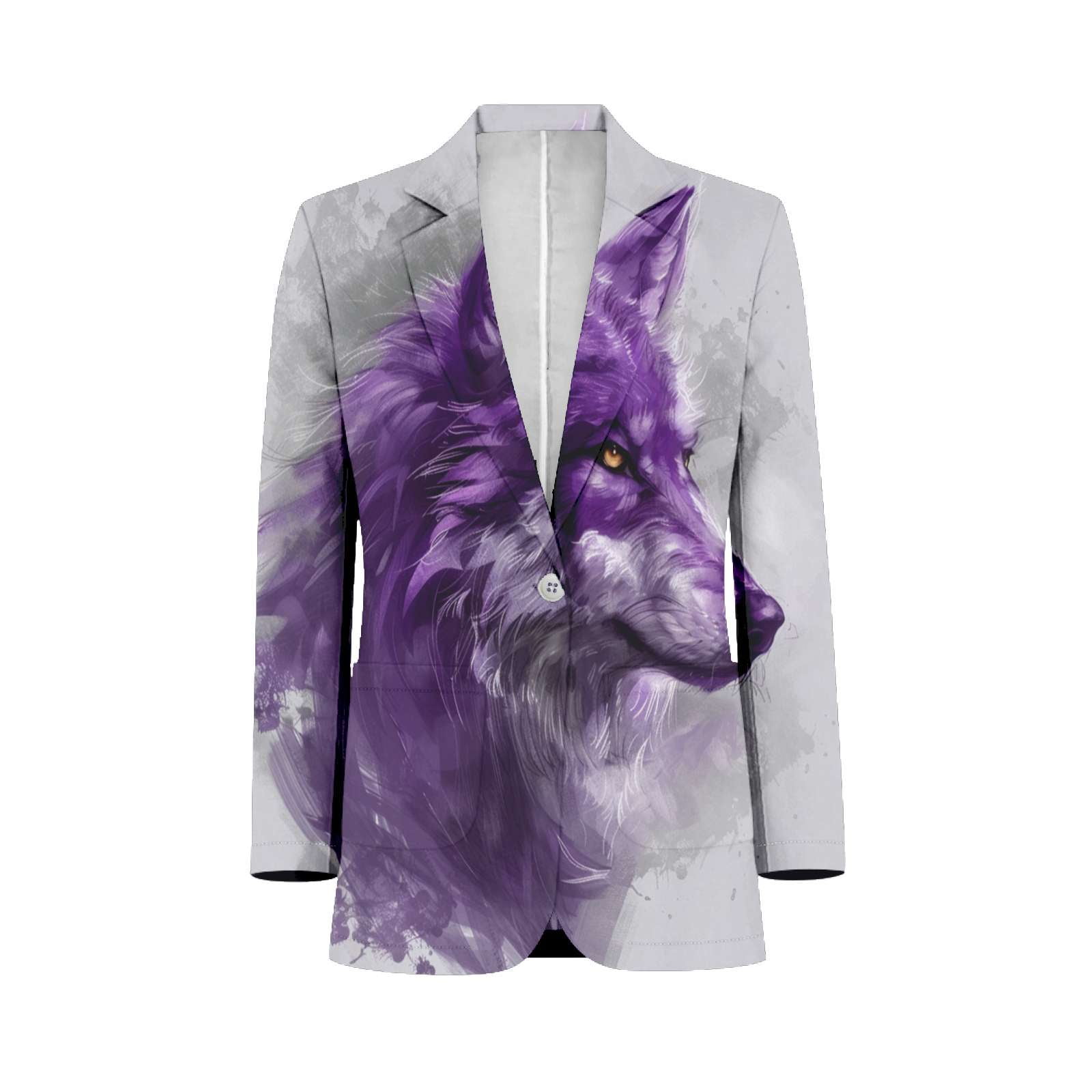 Purple Glowing Wolf Customized Men's Suits full man Shawl Collar ...