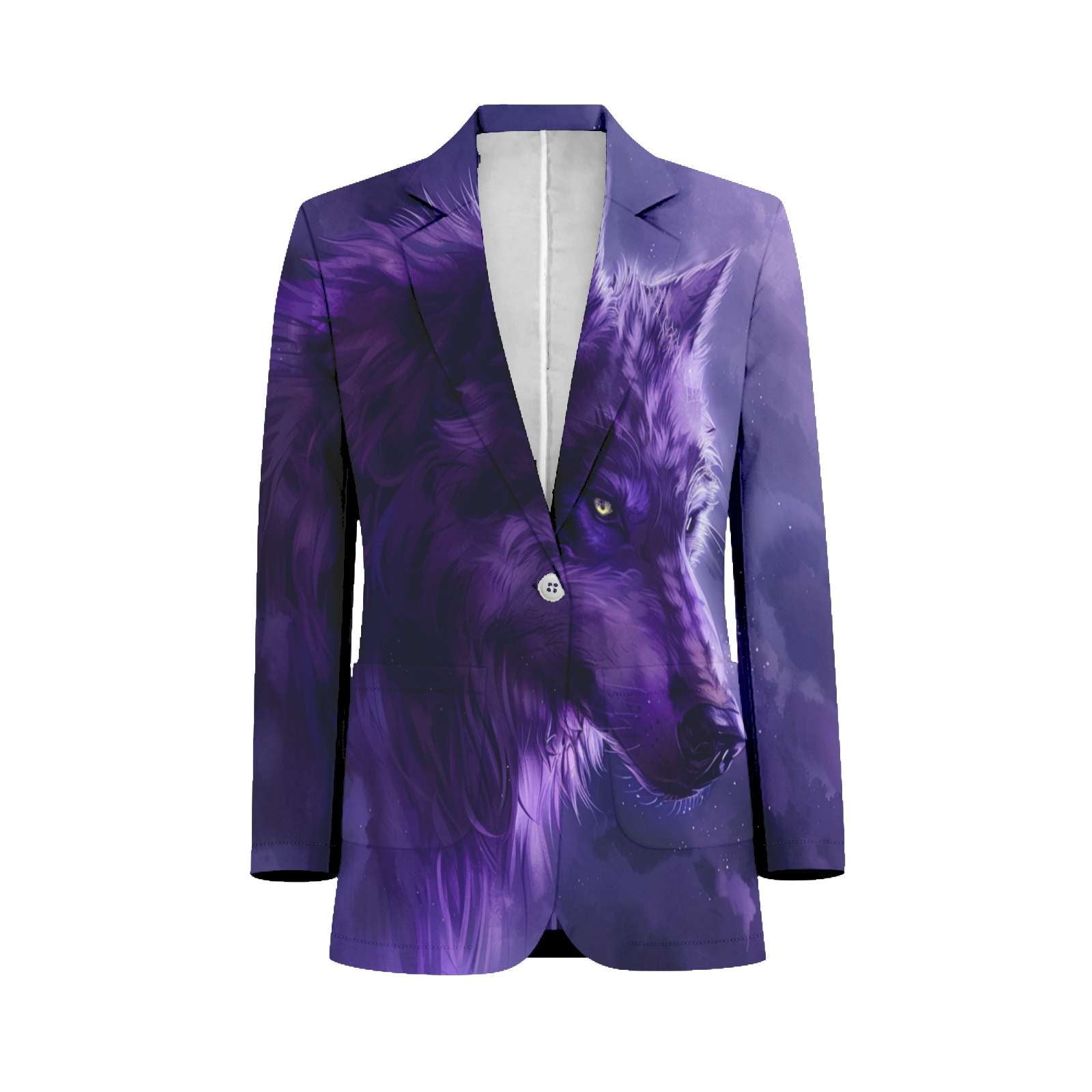 Purple Glowing Wolf Customized Men's Suits full man Shawl Collar ...