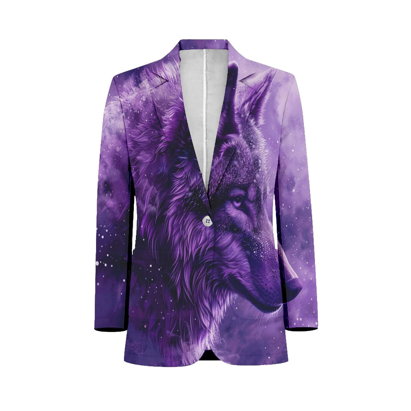 Purple Glowing Wolf Mens Suits Shawl Collar Slim Fit Suit Mens Groom ...