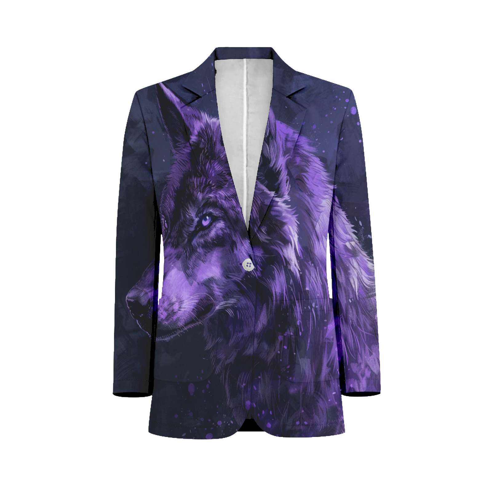 Purple Glowing Wolf Mens Suits Shawl Collar Slim Fit Suit Mens Groom ...