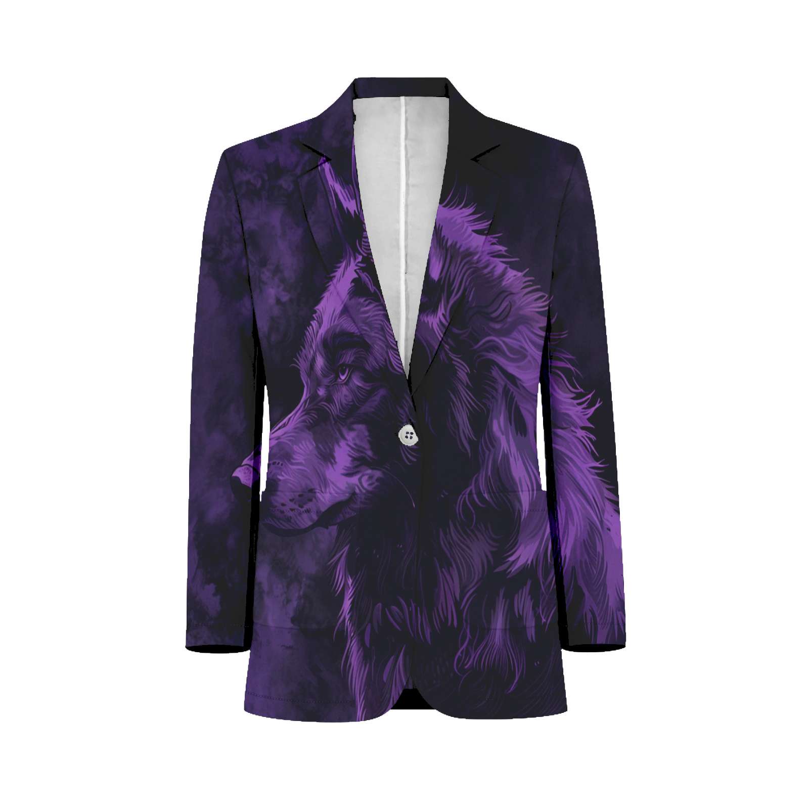 Purple Glowing Wolf Mens Suits Shawl Collar Slim Fit Suit Mens Groom ...