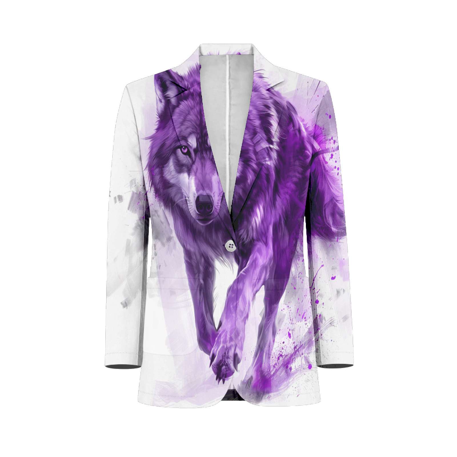 Purple Glowing Wolf Mens Suits Shawl Collar Slim Fit Suit Mens Groom ...
