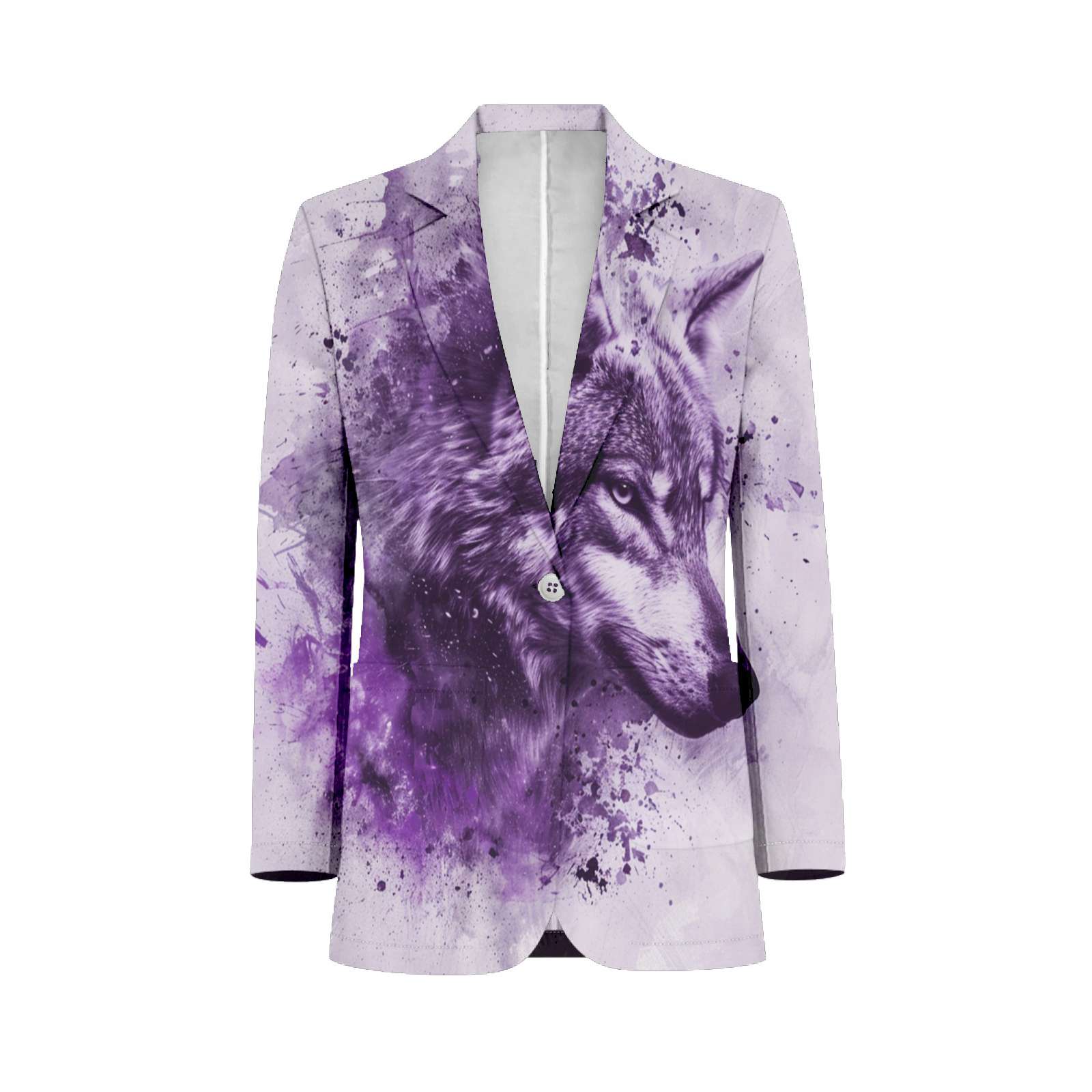 Purple Glowing Wolf Mens Suits Shawl Collar Slim Fit Suit Mens Groom ...