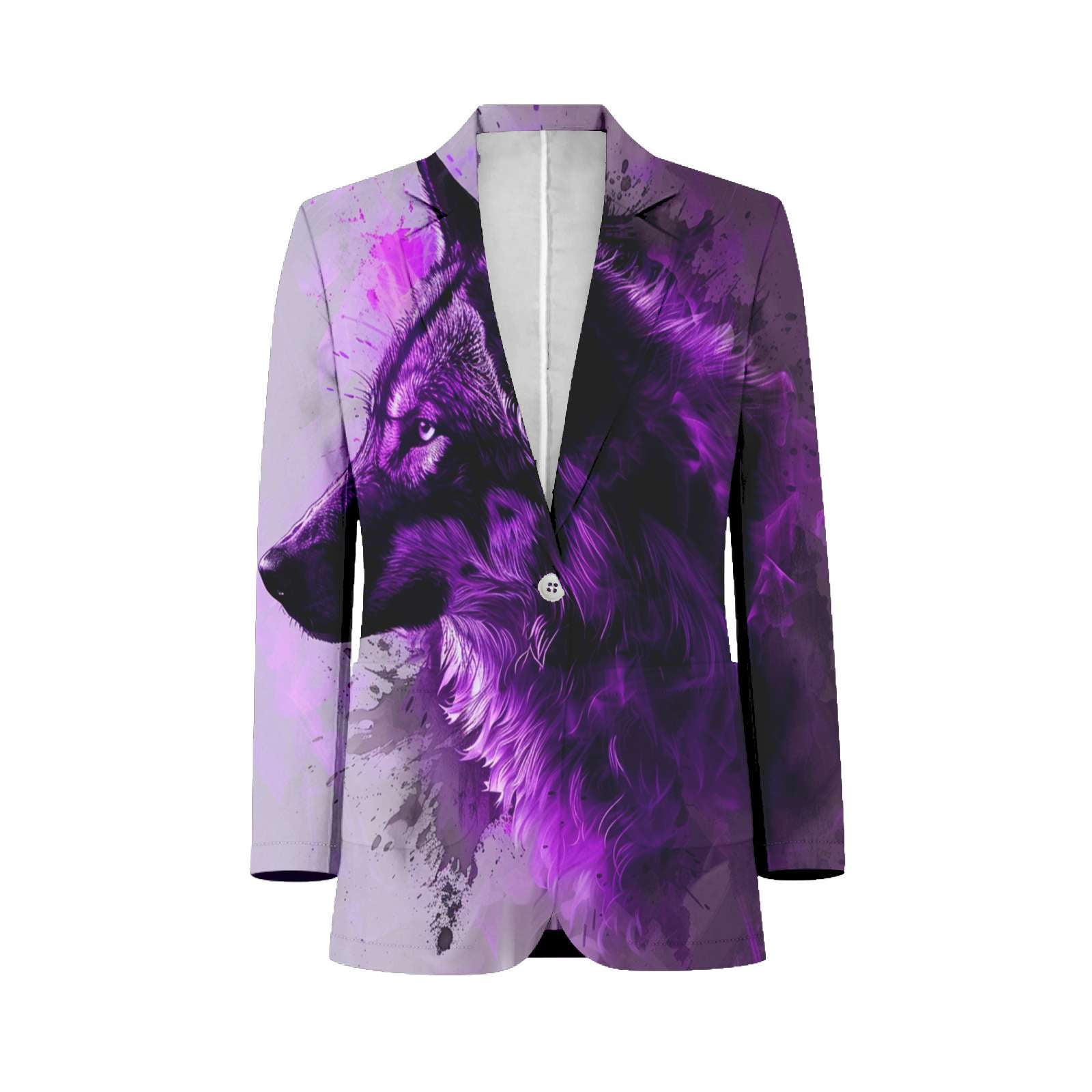 Purple Glowing Wolf Mens Suits Shawl Collar Slim Fit Suit Mens Groom ...
