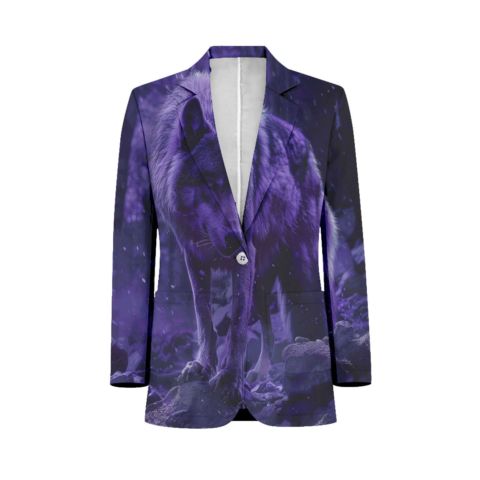 Purple Glowing Wolf Mens Suits Shawl Collar Slim Fit Suit Mens Groom ...