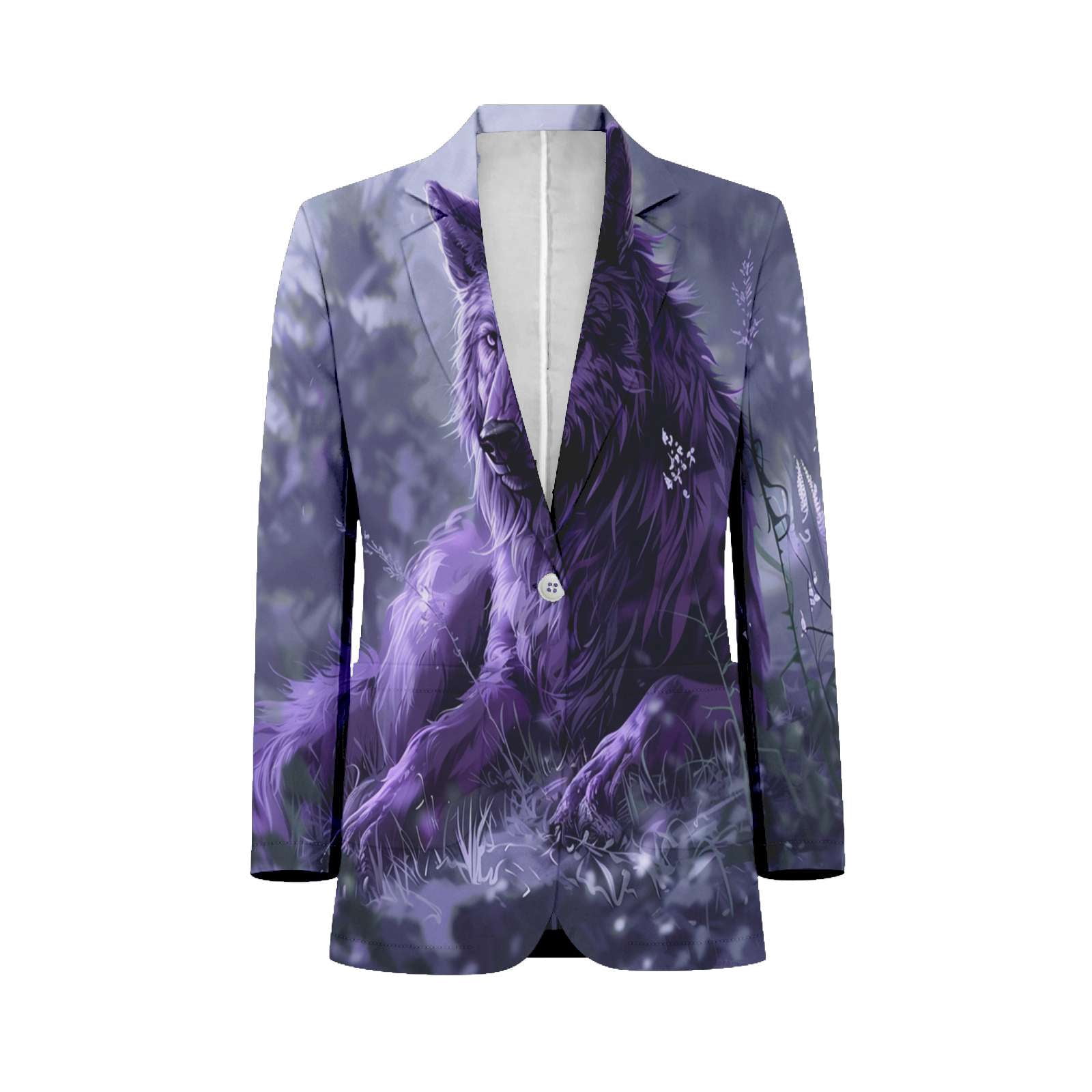 Purple Glowing Wolf Mens Suits Shawl Collar Slim Fit Suit Mens Groom ...