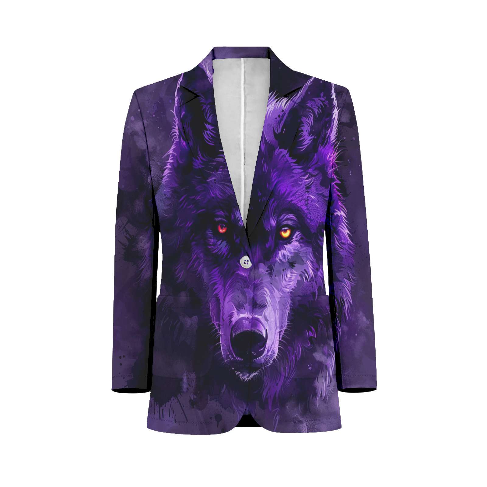 Purple Glowing Wolf Mens Suits Shawl Collar Slim Fit Suit Mens Groom ...