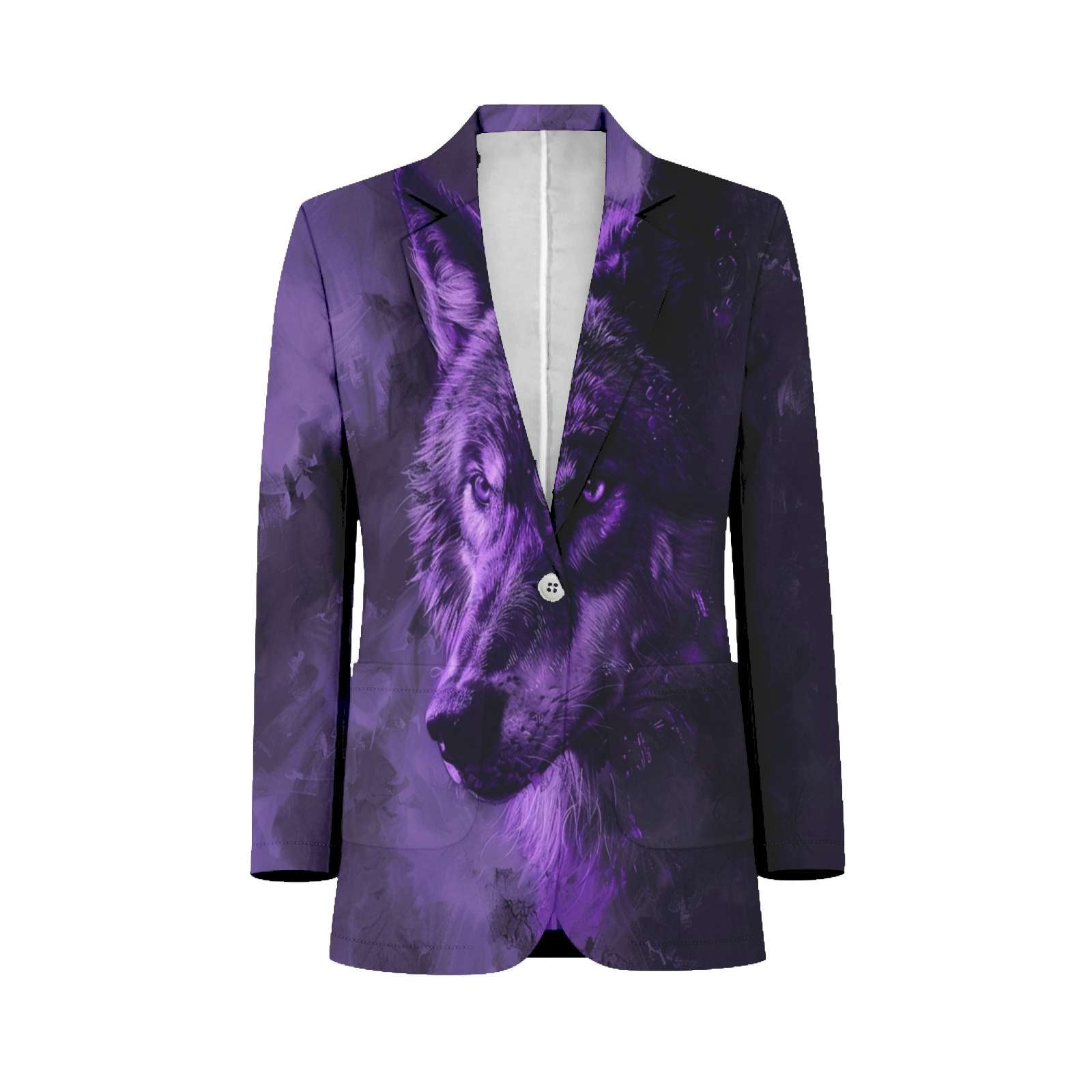 Purple Glowing Wolf Mens Suits Shawl Collar Slim Fit Suit Mens Groom ...
