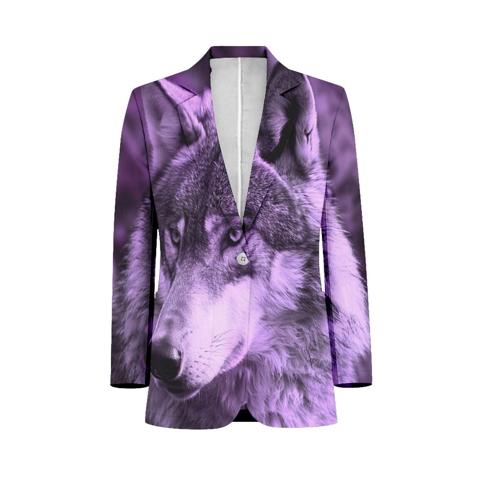 Purple Glowing Wolf Mens Suits Shawl Collar Slim Fit Suit Mens Groom ...