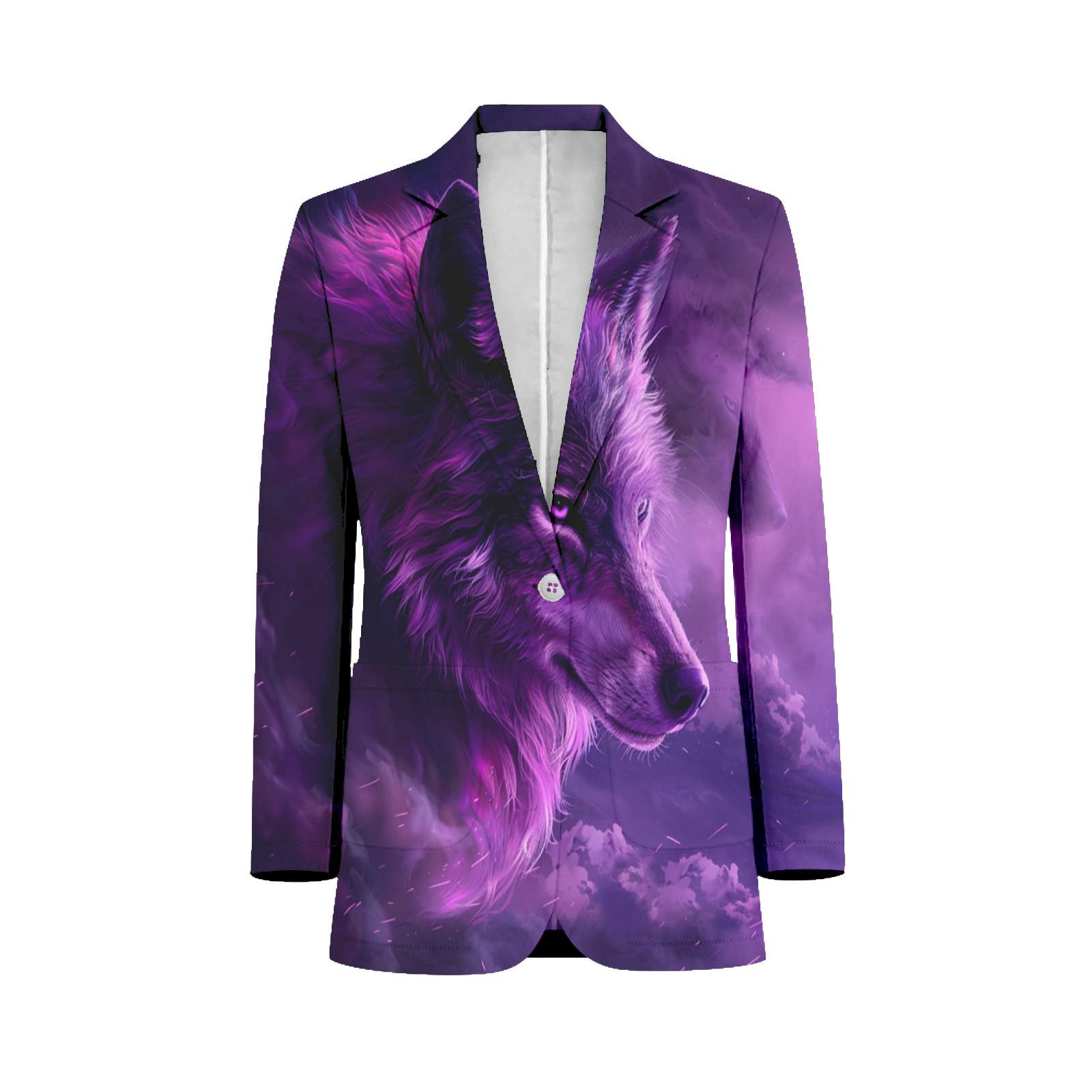 Purple Glowing Wolf Mens Suits Shawl Collar Slim Fit Suit Mens Groom ...